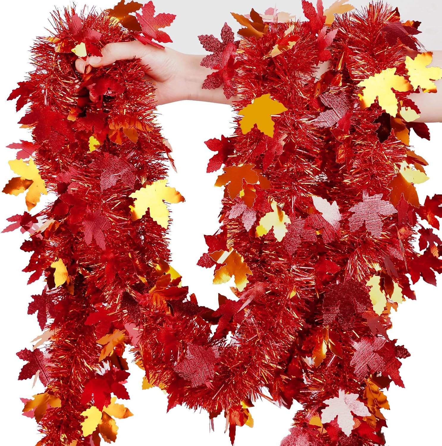 Amazon.com: FOIMAS 30FT Thanksgiving Tinsel Garland,Fall Maple Leaves ...