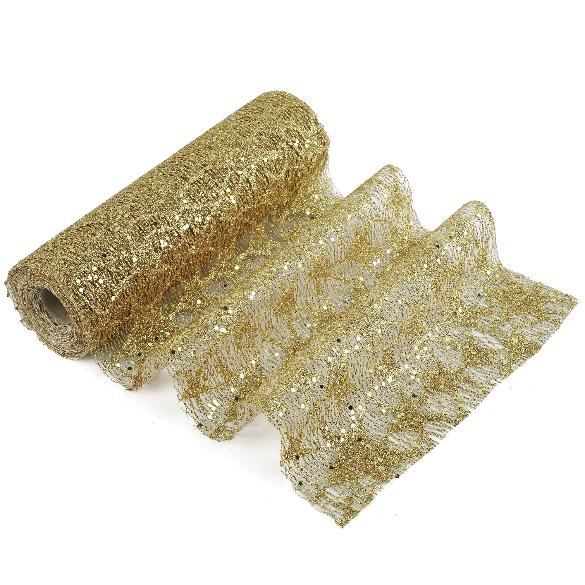 Amazon.com: MEEDEE Gold Glitter Mesh Star Web Ribbon 10 Inch Wide by 10 ...