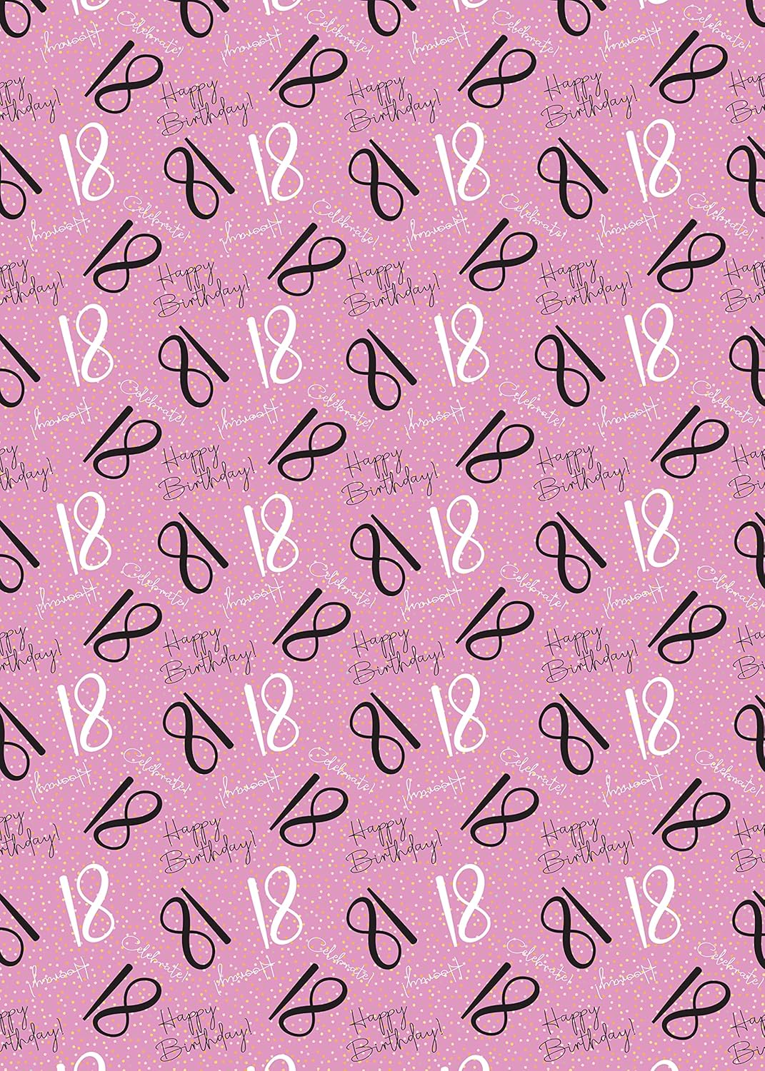 2 Sheets 18th Happy Birthday Celebrate Hooray Pink Female Wrapping ...