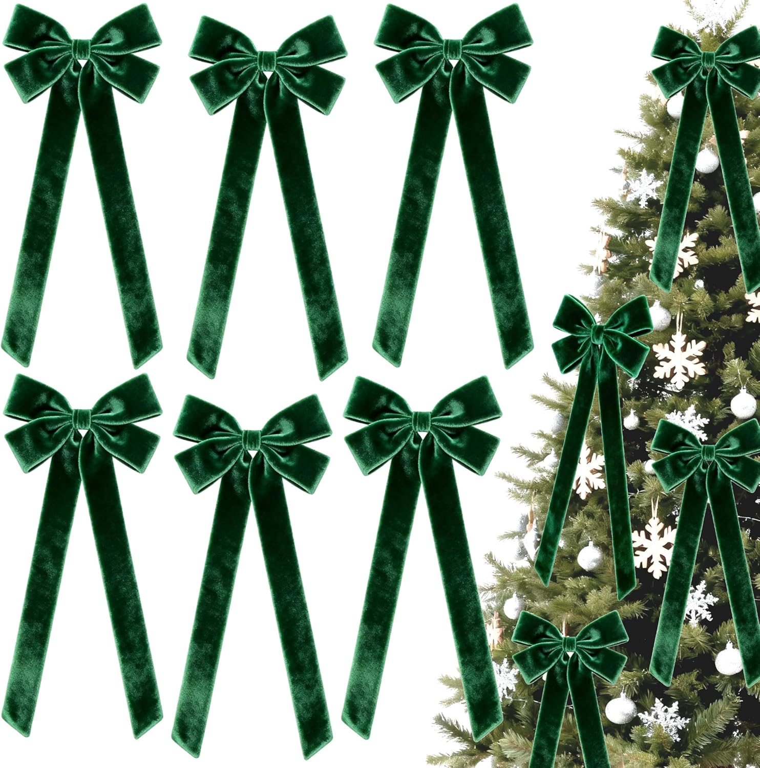 Amazon.com: 6Pcs Large Green Bows Christmas Decorations, Vintage Velvet ...