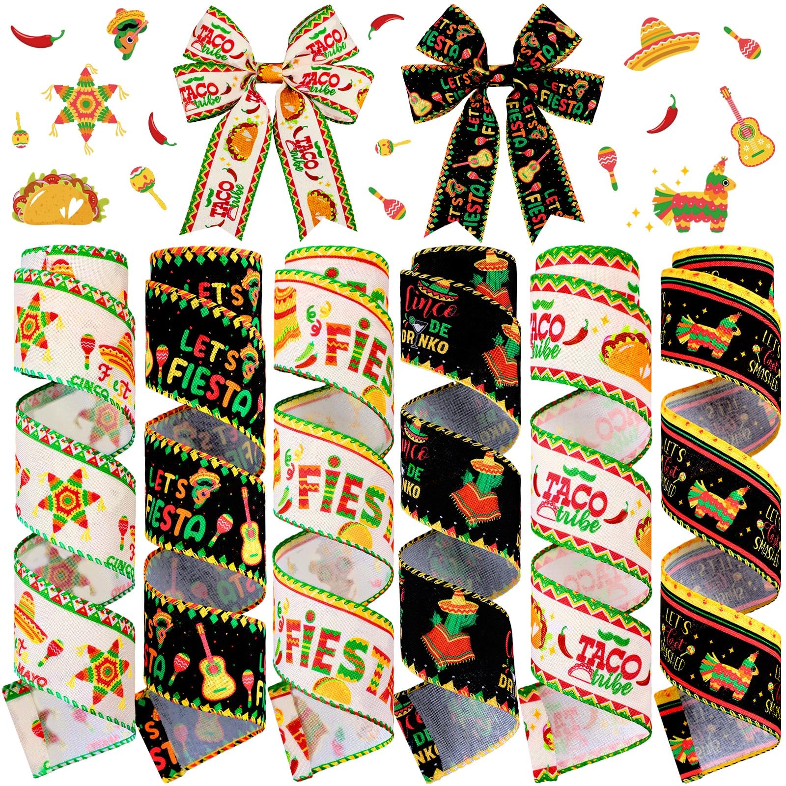 Amazon.com: Yuxung 6 Rolls 30 Yards Mexican Cinco De Mayo Fiesta ...