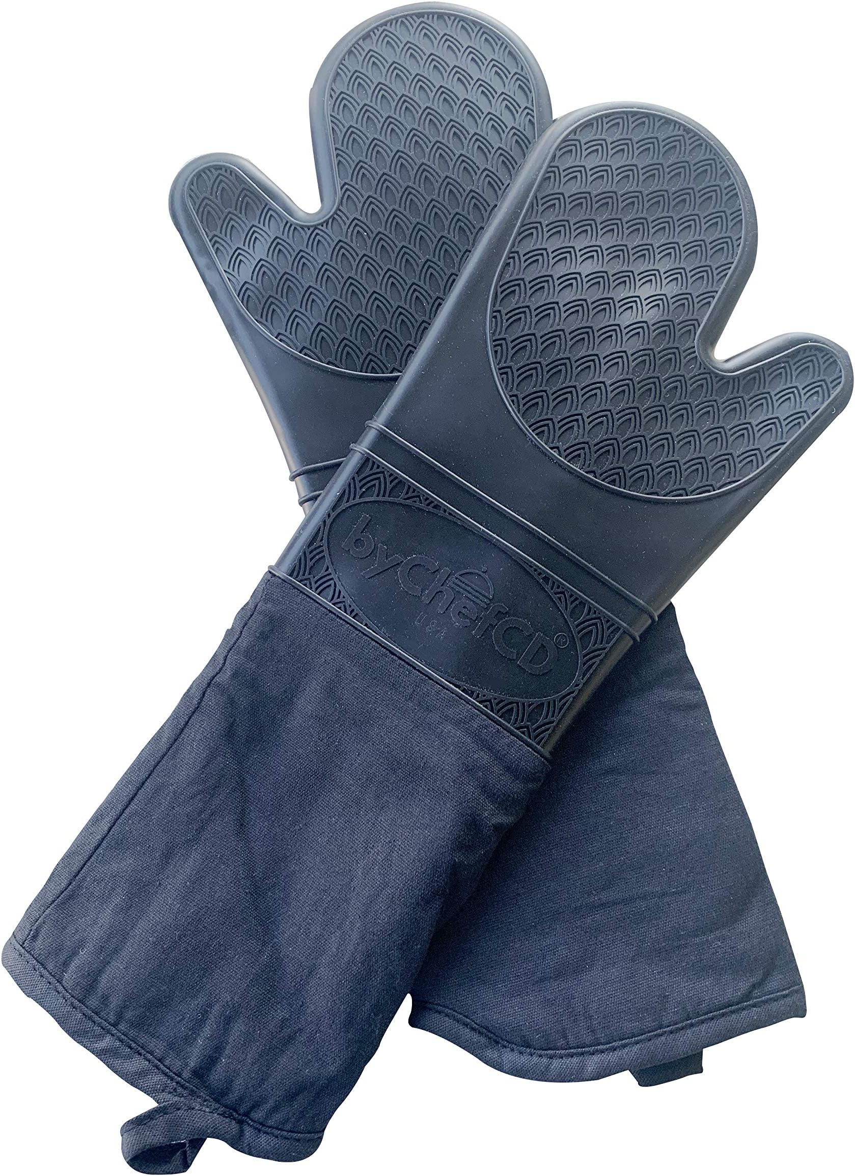 Amazon.com: ByChefCD Long Silicone Oven Mitts - Silicone Mitts, Heat ...