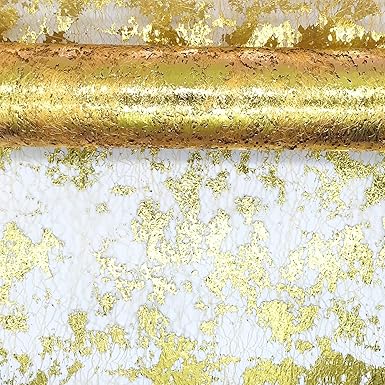 Amazon.com: Qililandiy Gold Tulle Fabric Roll 11 Inch Sparkling Organza ...