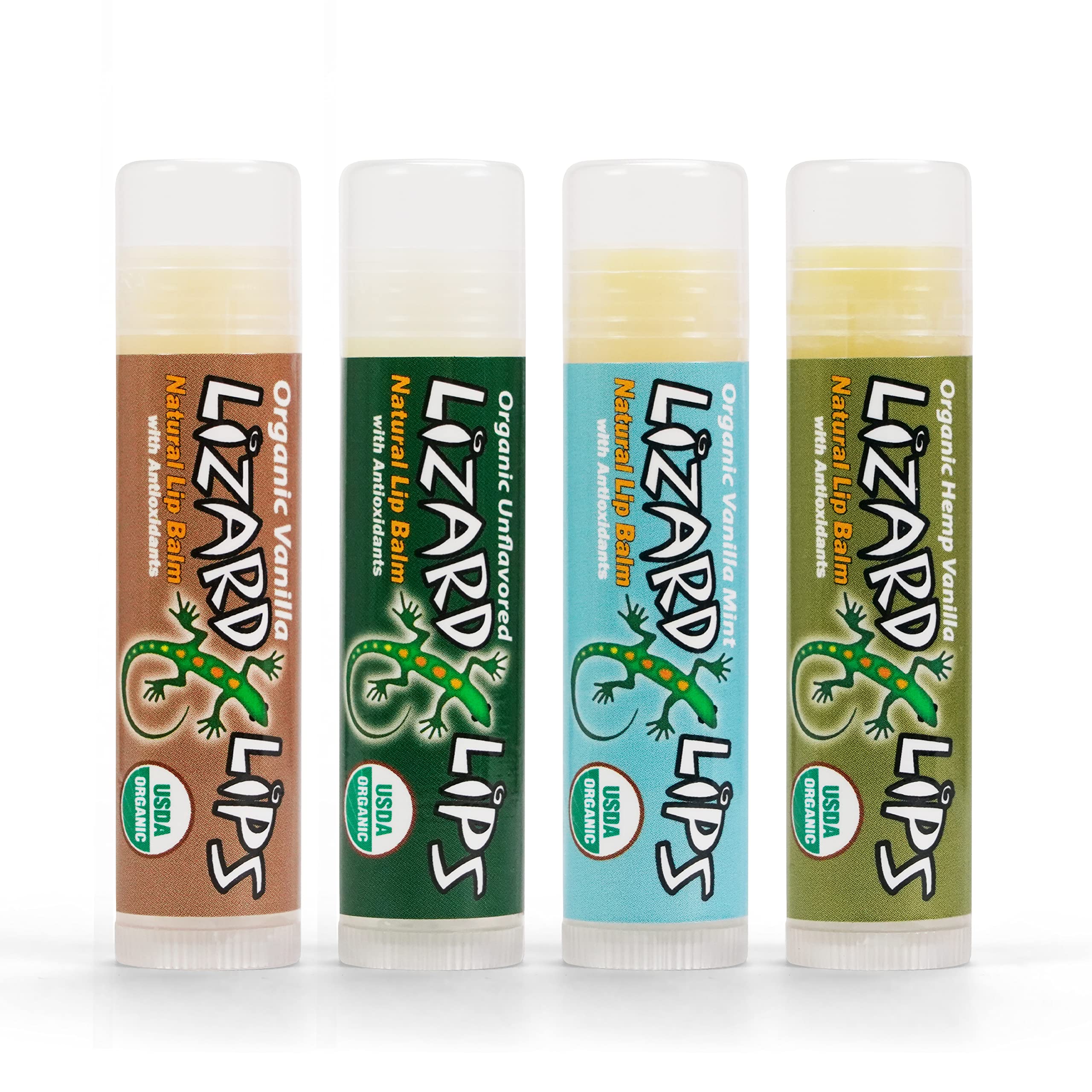Amazon.com : Lizard Lips USDA Certified Organic Lip Balm (4 Flavor ...