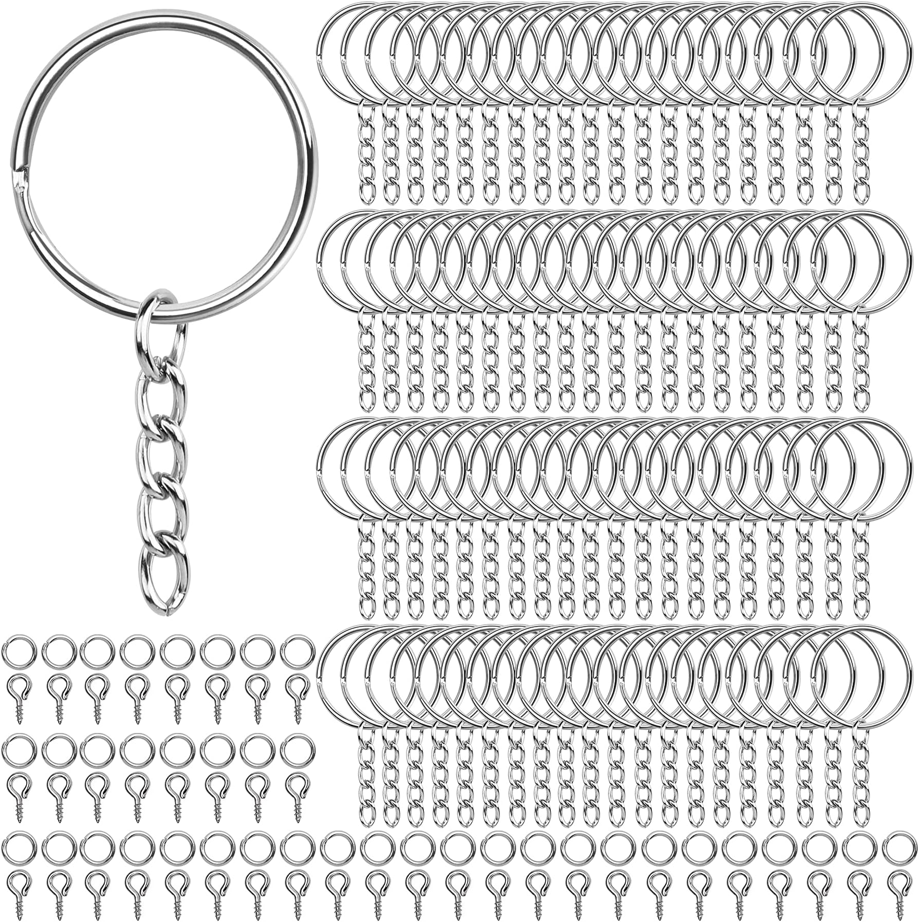 Amazon.com: 150 Pcs NANSSY 1 Inch/25mm Split Keyrings with Chain Silver ...