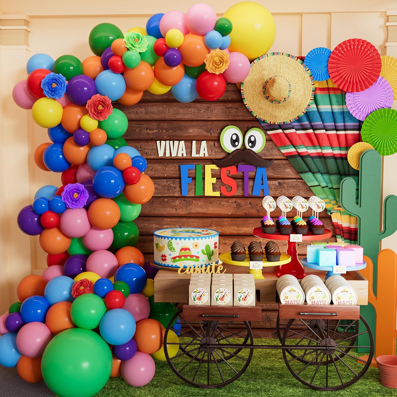 Amazon.com: Fiesta Mexican Balloon Garland Kit, 150PCS Latex Balloons ...