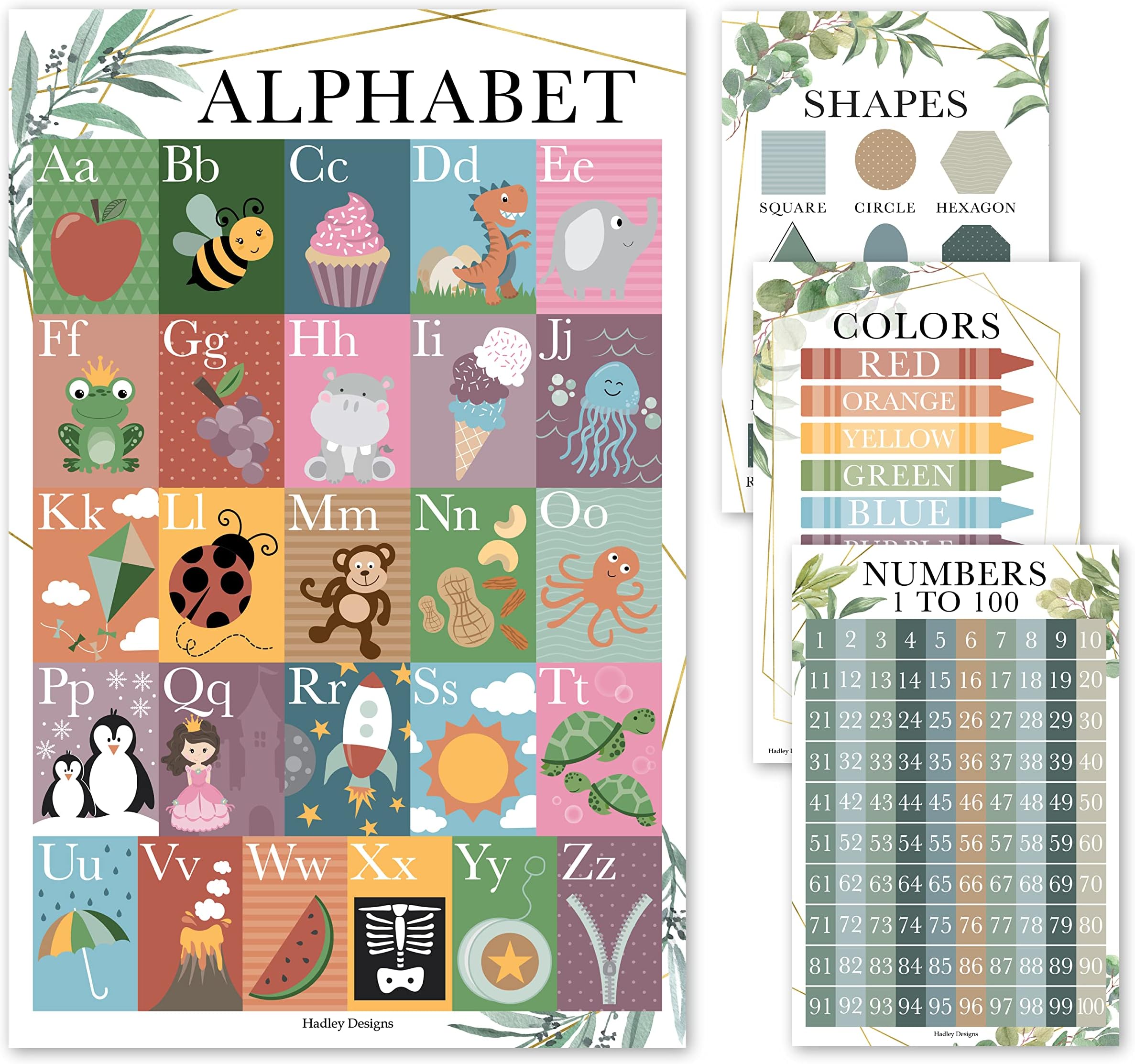 Amazon.com : Hadley Designs Alphabet, Count 1-100 Numbers, Colors, 2D ...