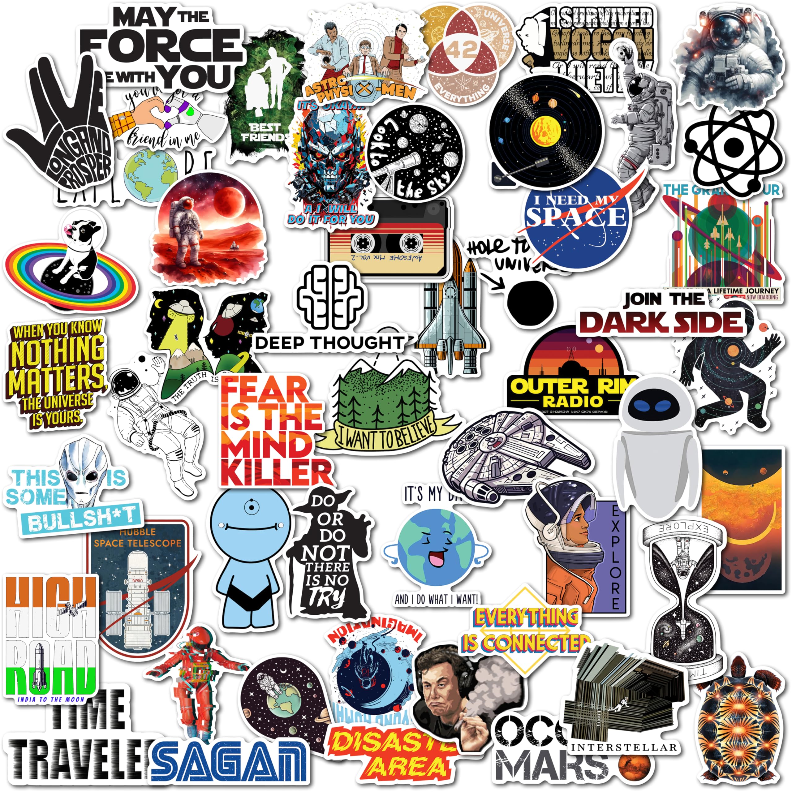 WallDesign Space & Science Sticker Collection: 53 Laminated Stickers ...