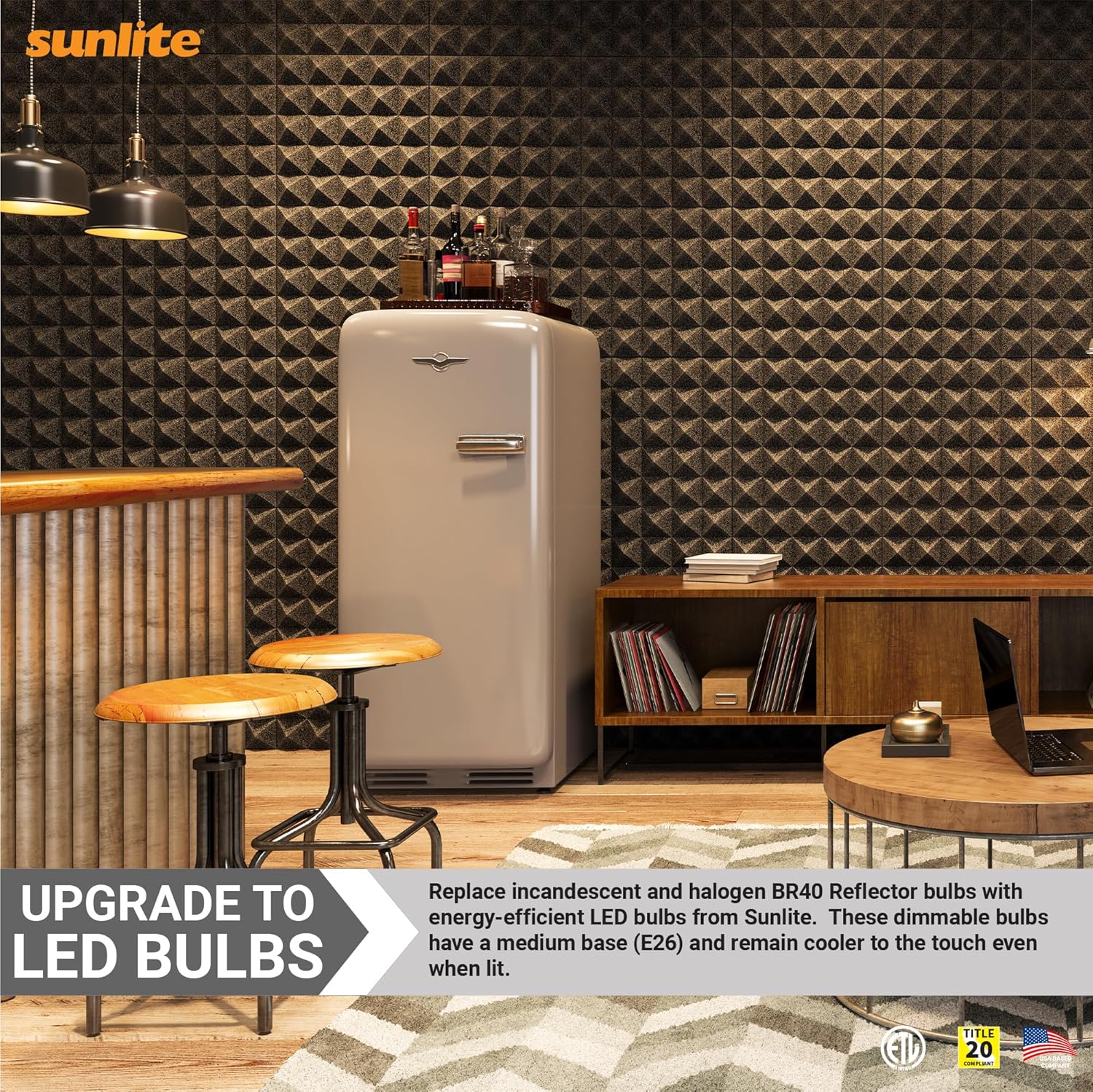 Sunlite 81487 Bombilla LED BR40 reflectora, 12 vatios (equivalente a 85 vatios), 120 V, 1150 ...