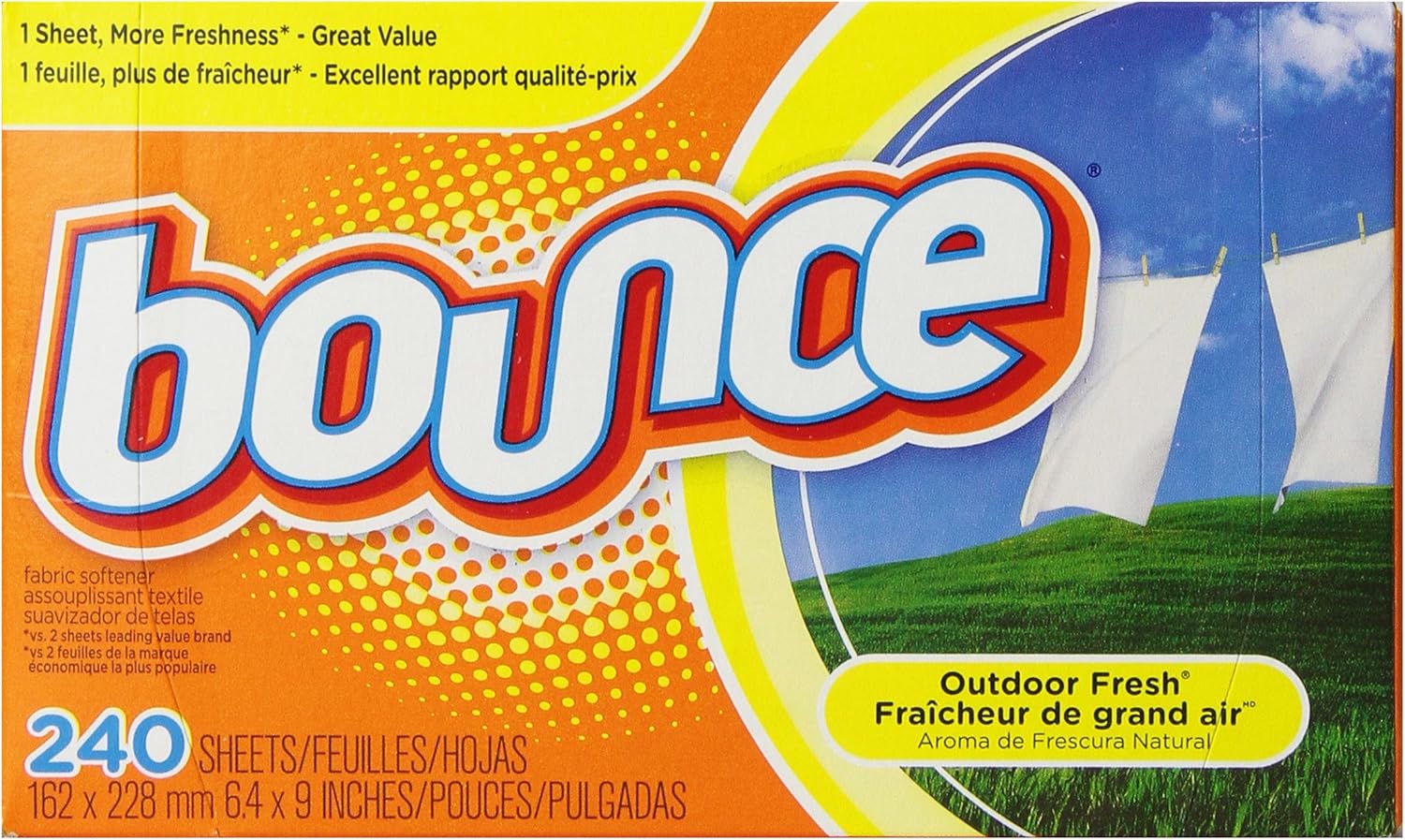 Amazon.com: Bounce Outdoor Fresh Sheets, 240 Count Boxes (Pack of 3 ...