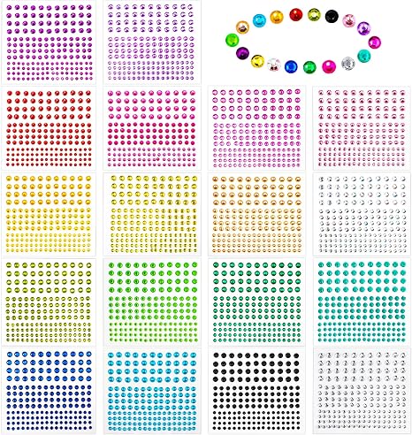 Amazon.com: Gem Stickers, 3096Pcs Self Adhesive Rhinestone Stickers, 3 ...