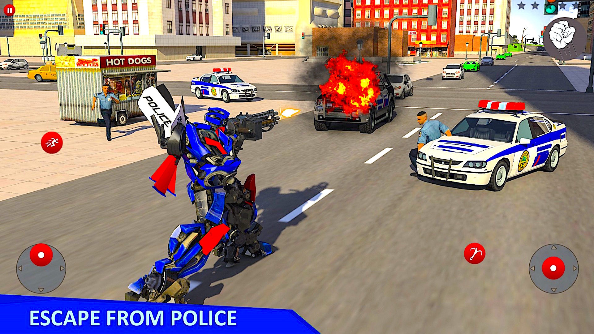 Police Robot Aircraft Battle : Flying Robot Car Transform Shooting games: Robot vs Robot clash ...