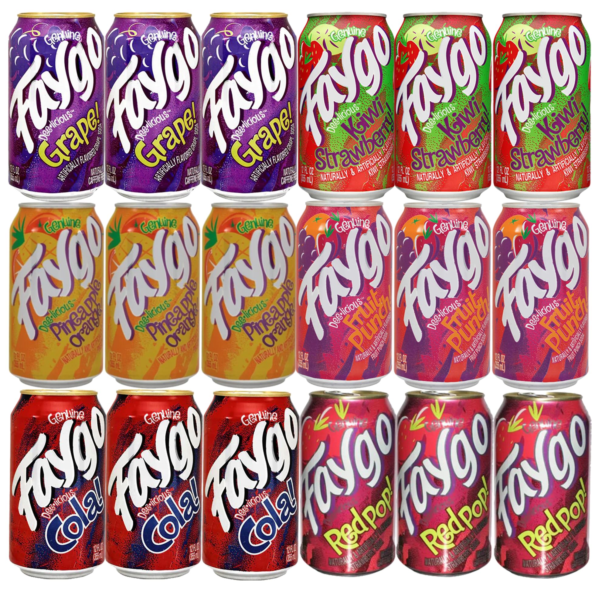 Buy BeeQ(Pack of 18) Faygo Variety Soda, 6 Different Flavors : Redpop , Kiwi Strawberry , Fruit ...