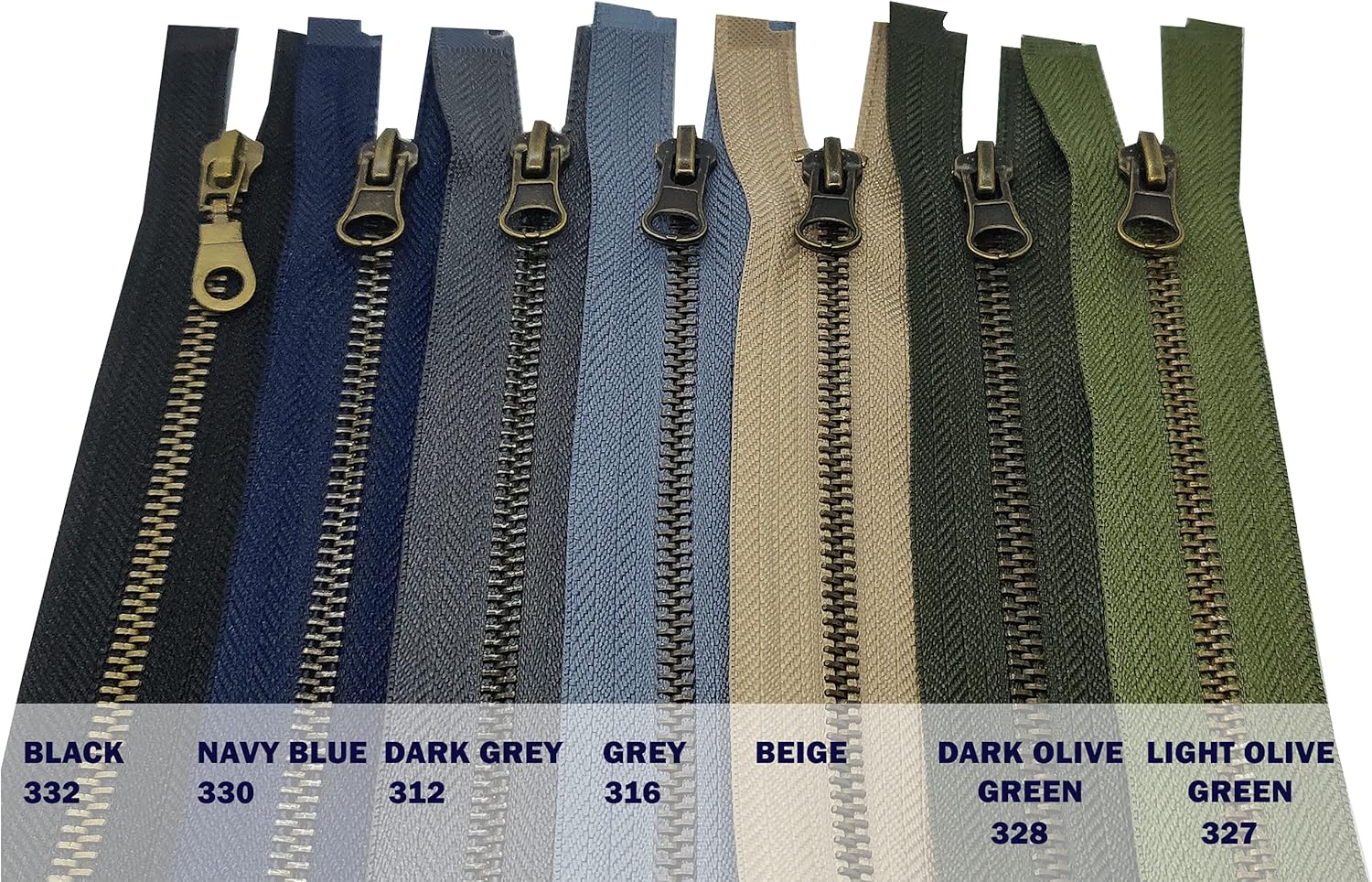 Metal Zipper Fastener Size #5 Open End Antique Brass Heavy Duty Single ...