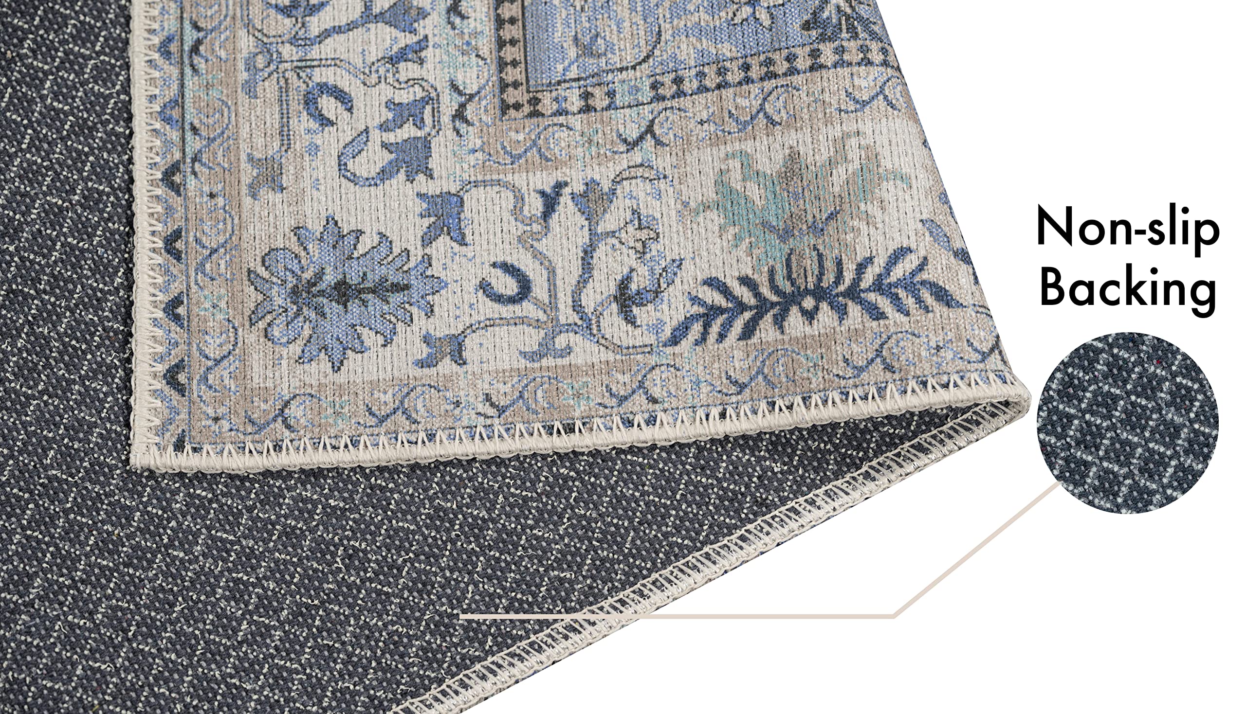 Adiva Rugs Machine Washable Area Rug with Non Slip Backing for Living ...