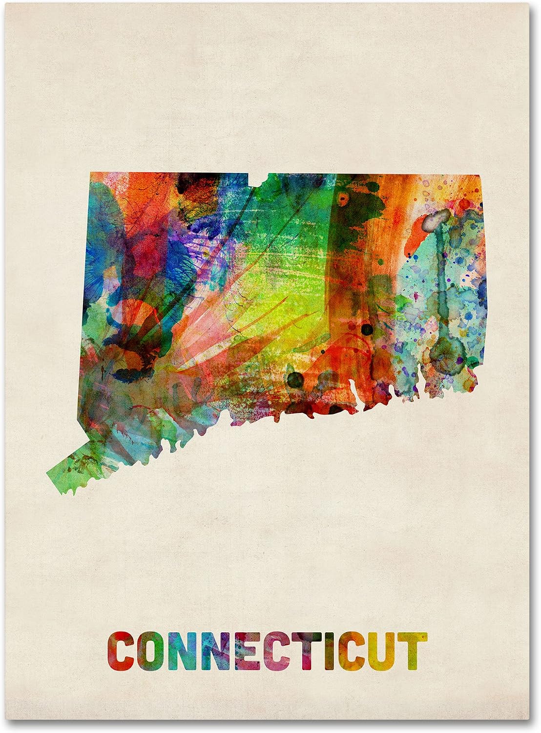 Amazon.com: Trademark Fine Art Connecticut Map by Michael Tompsett ...