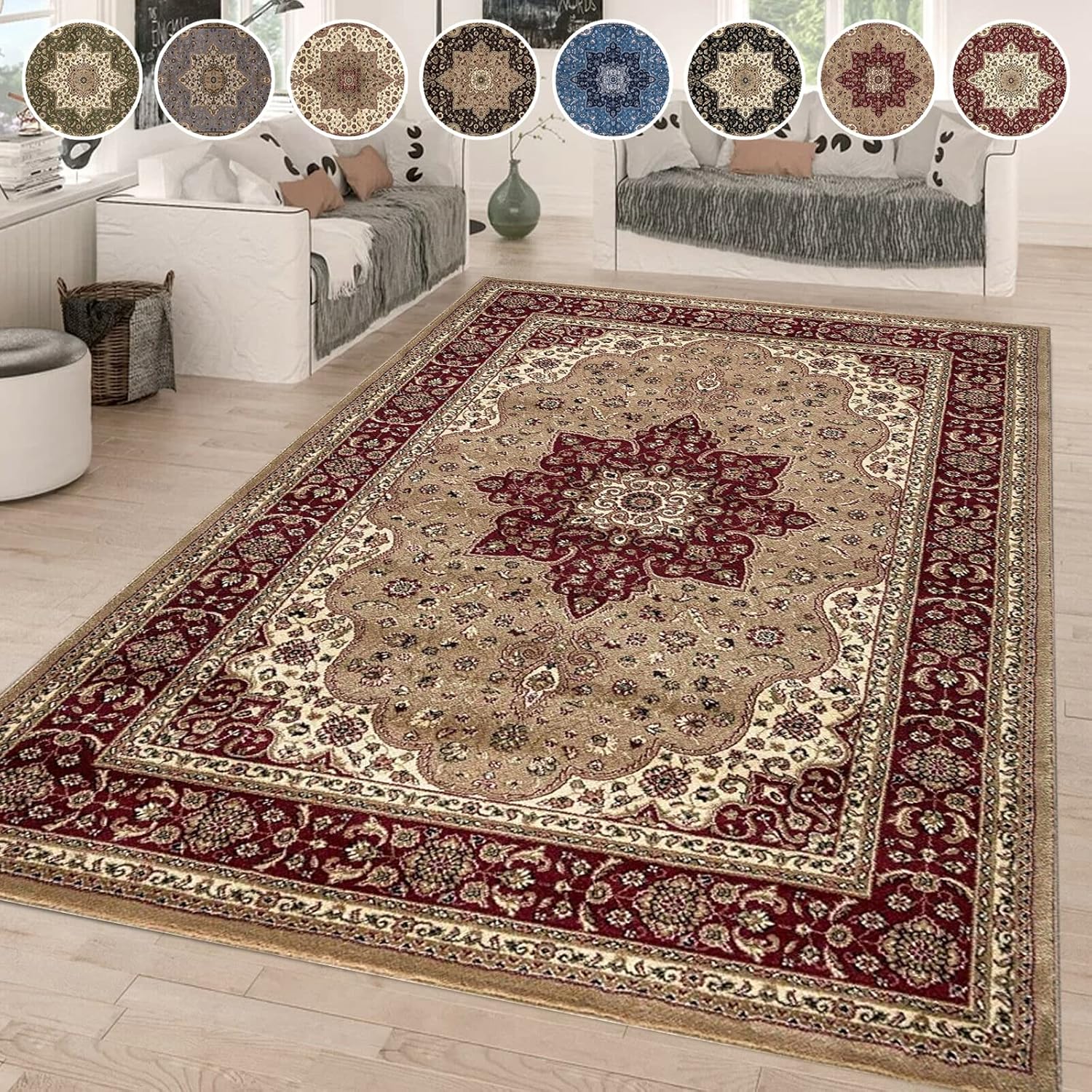 renoazul® Extra Large Rugs Living Room 280 x 380 cm - Washable Beige ...