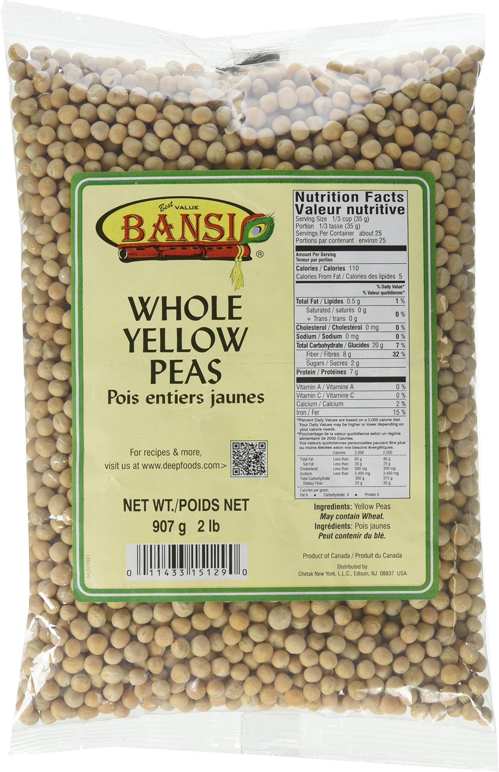 Amazon.com : Bansi, Whole Yellow Peas, 907 Grams(gm) : Grocery ...