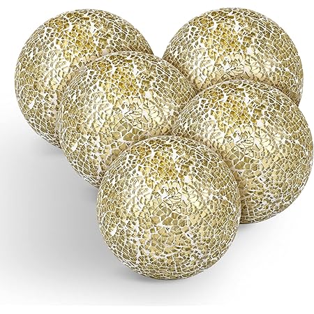 Amazon.com: Kepfire 3Pcs Mosaic Glass Sphere 3.15 Inch Round Crackl ...