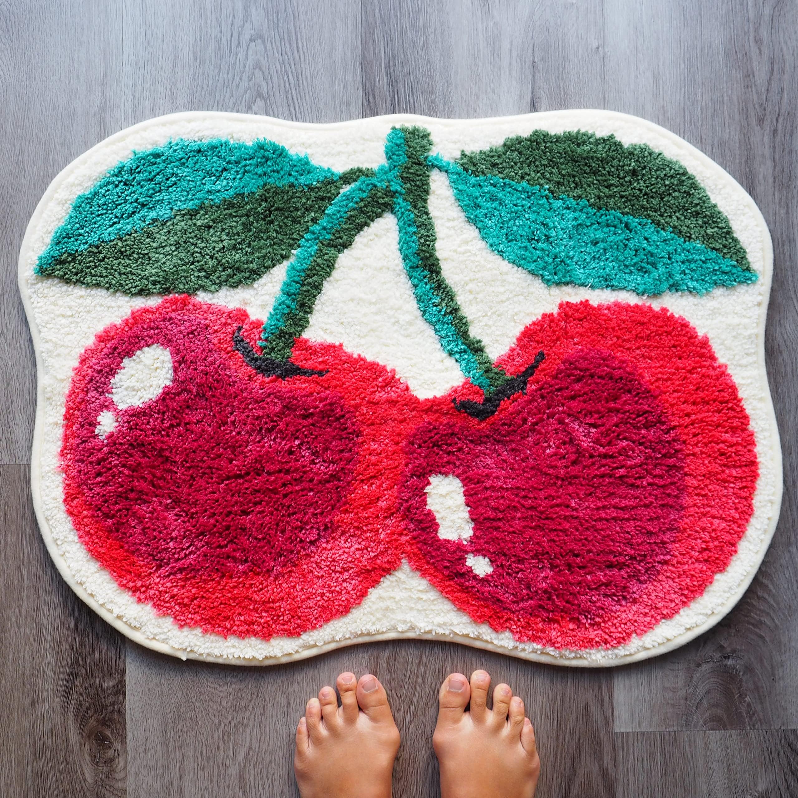 Amazon.com: apular Red Cherry Pattern Bathroom Rug Mat,16"x24" Cartoon ...