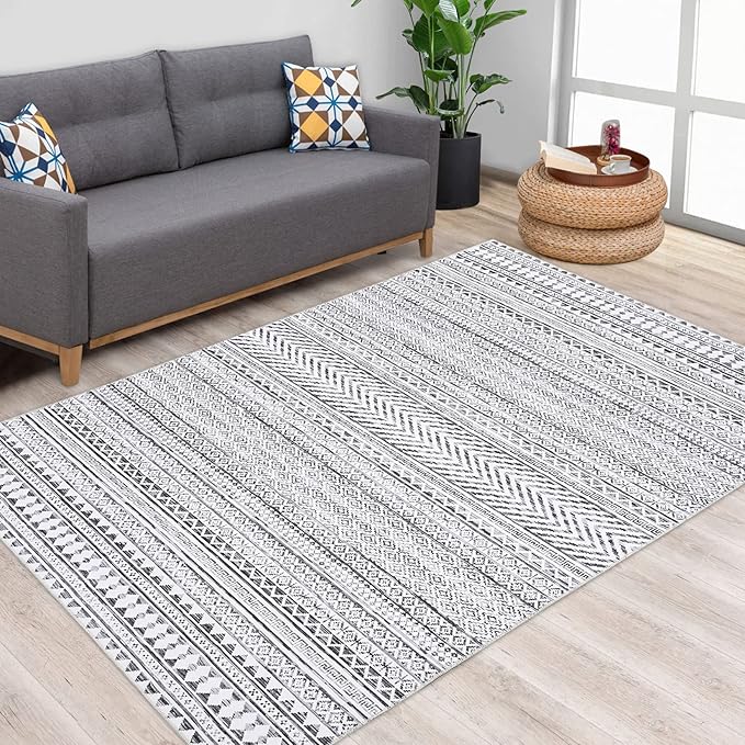 RUGSREAL 5 x 7 Machine Washable Area Rug Boho Geometric Area Rug ...