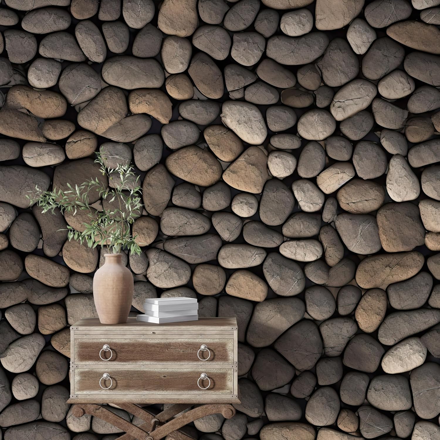 Brown Stone Contact Paper,Peel and Stick Wallpaper Rock Stone Self ...