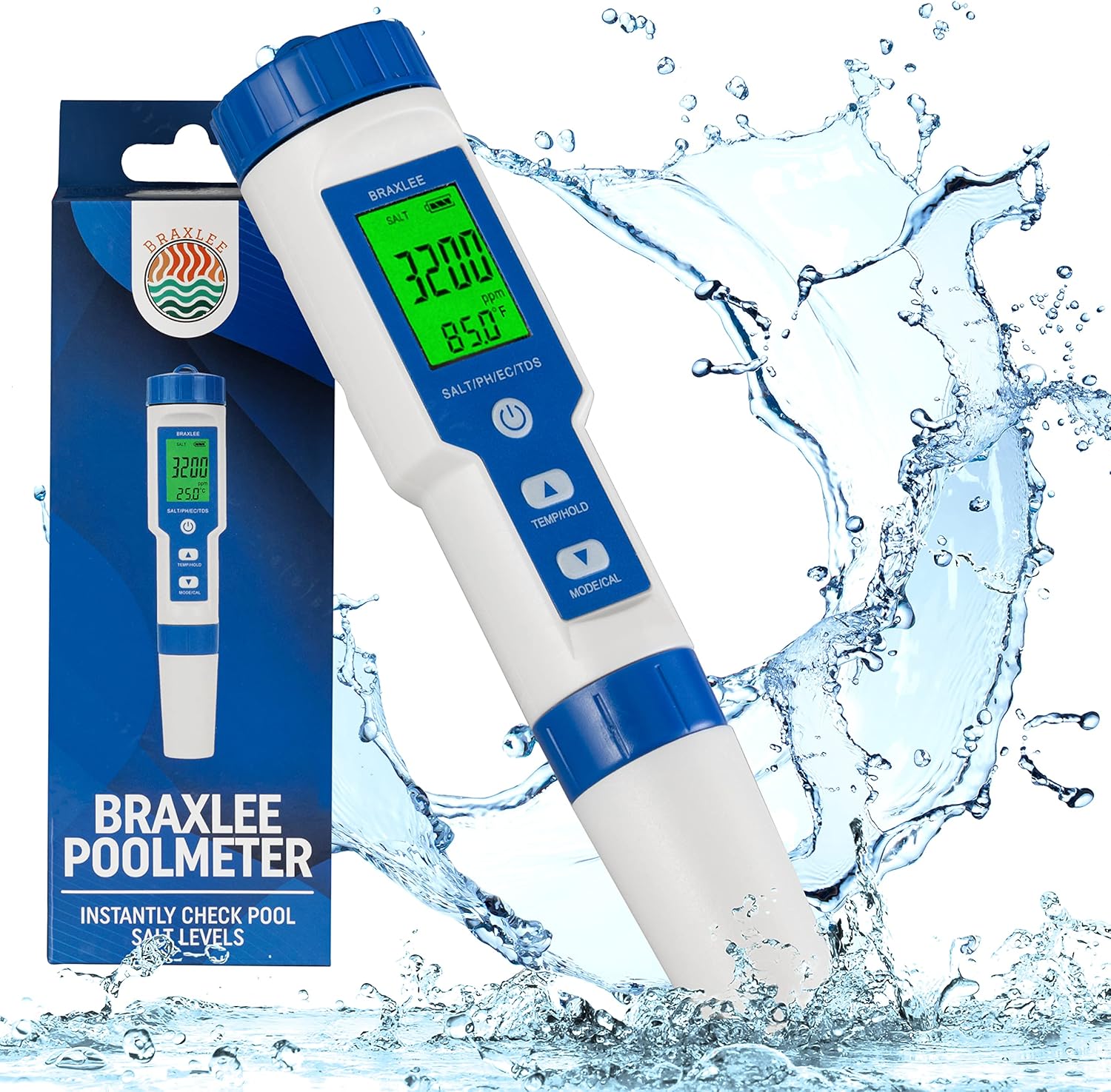 Braxlee PoolMeter Digitally Tests Salt and PH Levels in Swimming Pools ...