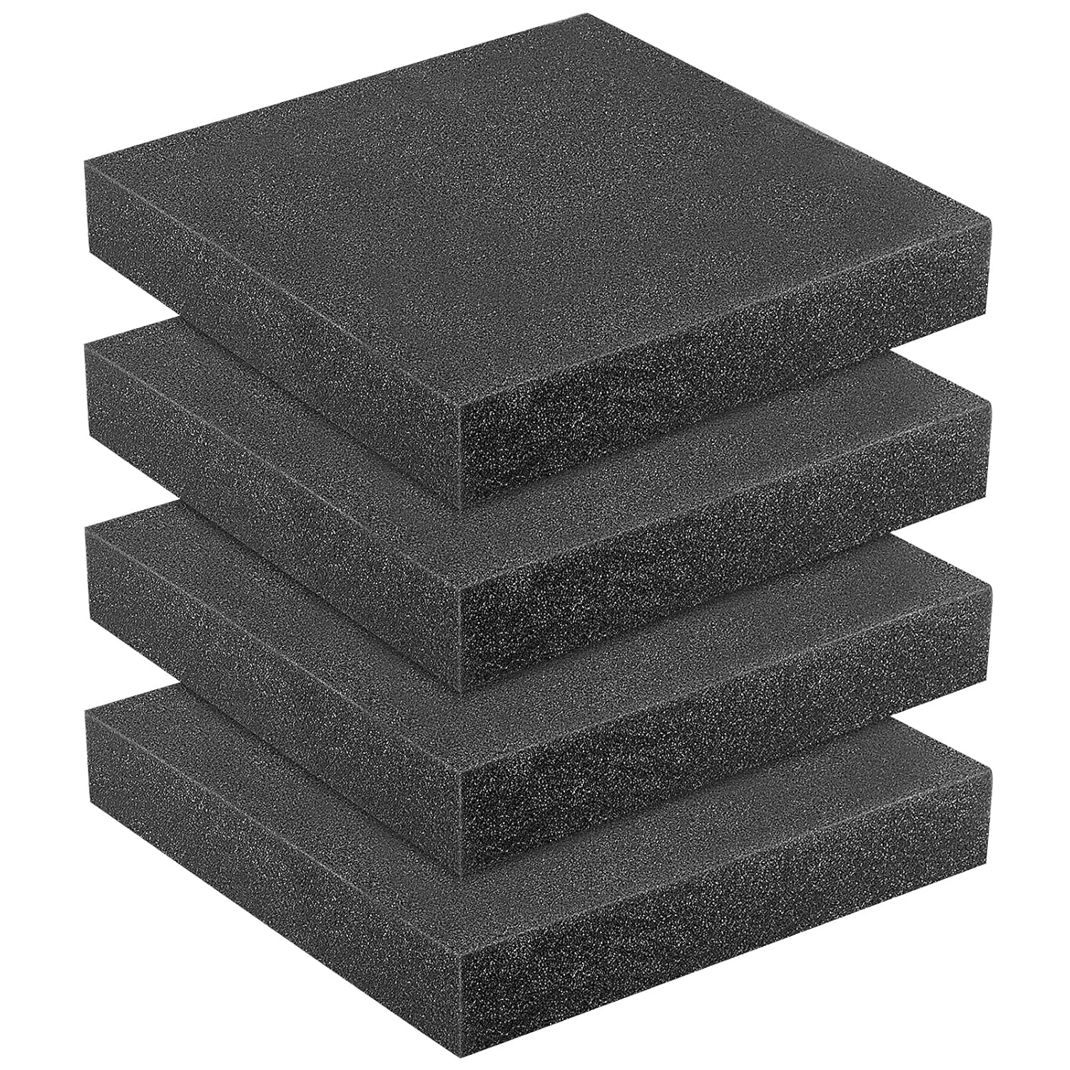SENJEOK 4 PCS 11.8 x 11.8 x 2 Inch Black Foam Sheets, Polyethylene Foam ...