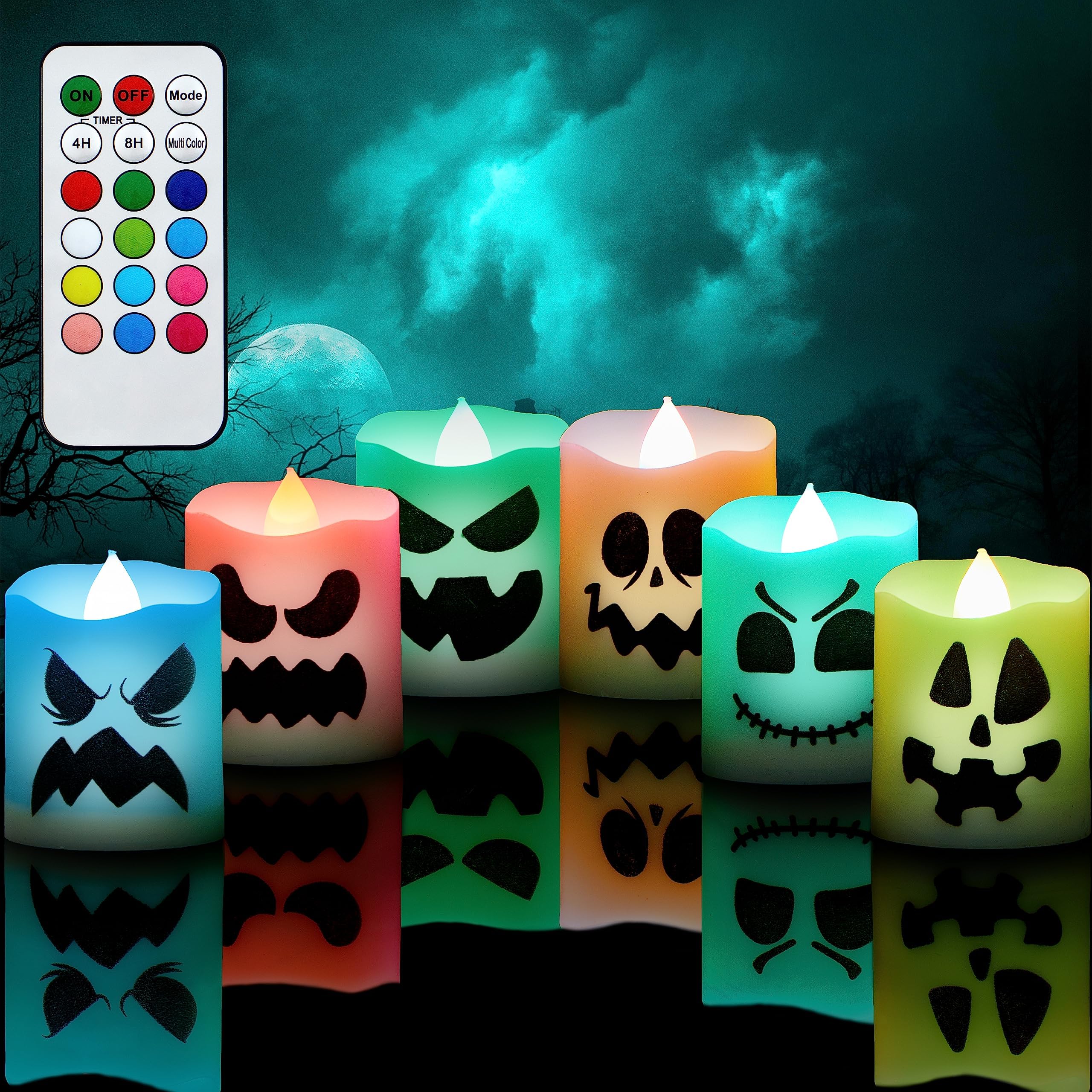 Amazon.com: JOYIN 6 Pcs Halloween Flameless Candles with Remote Timer ...