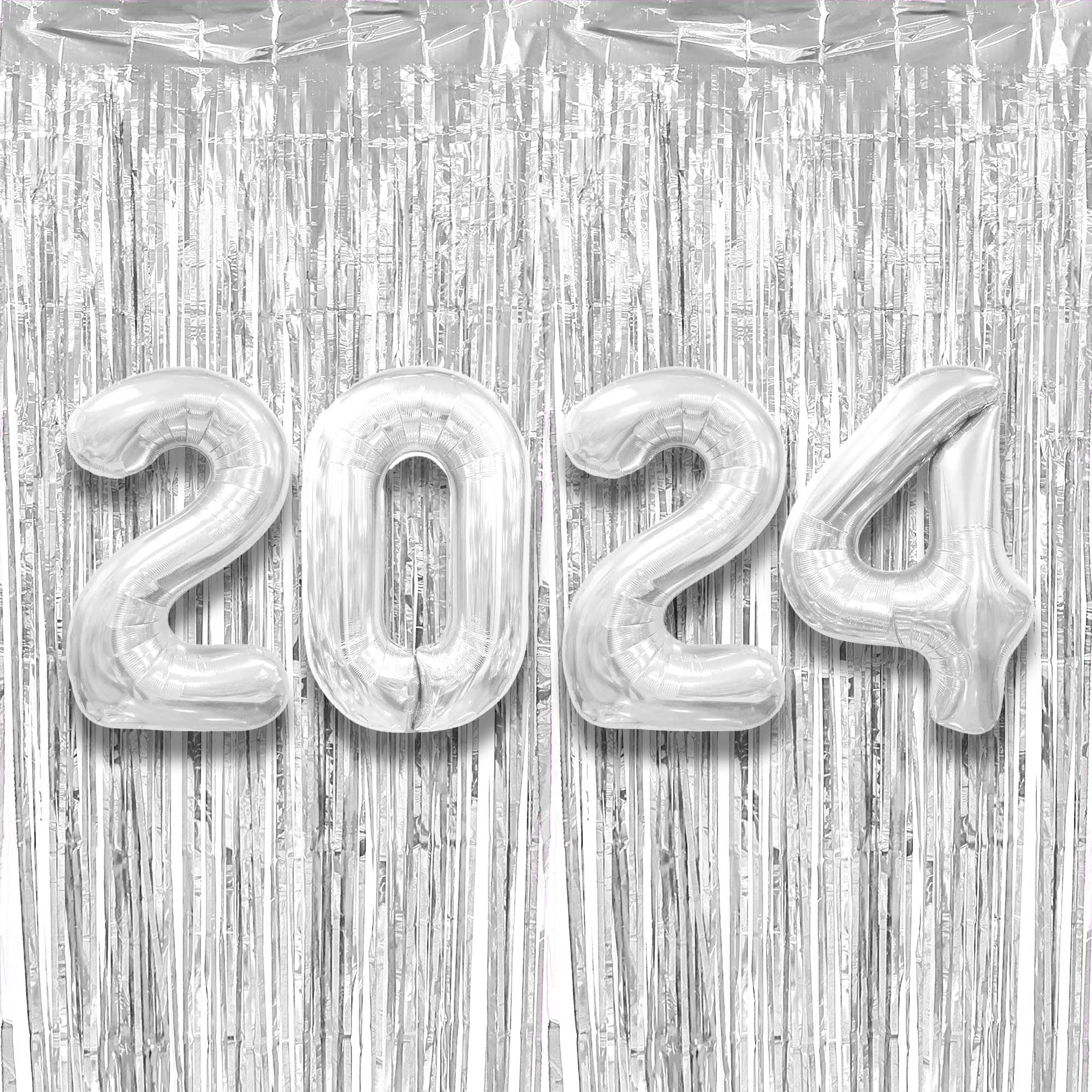 Silver 2024 Balloons Set - 40 Inch, 2024 Graduation Balloons with Foil ...