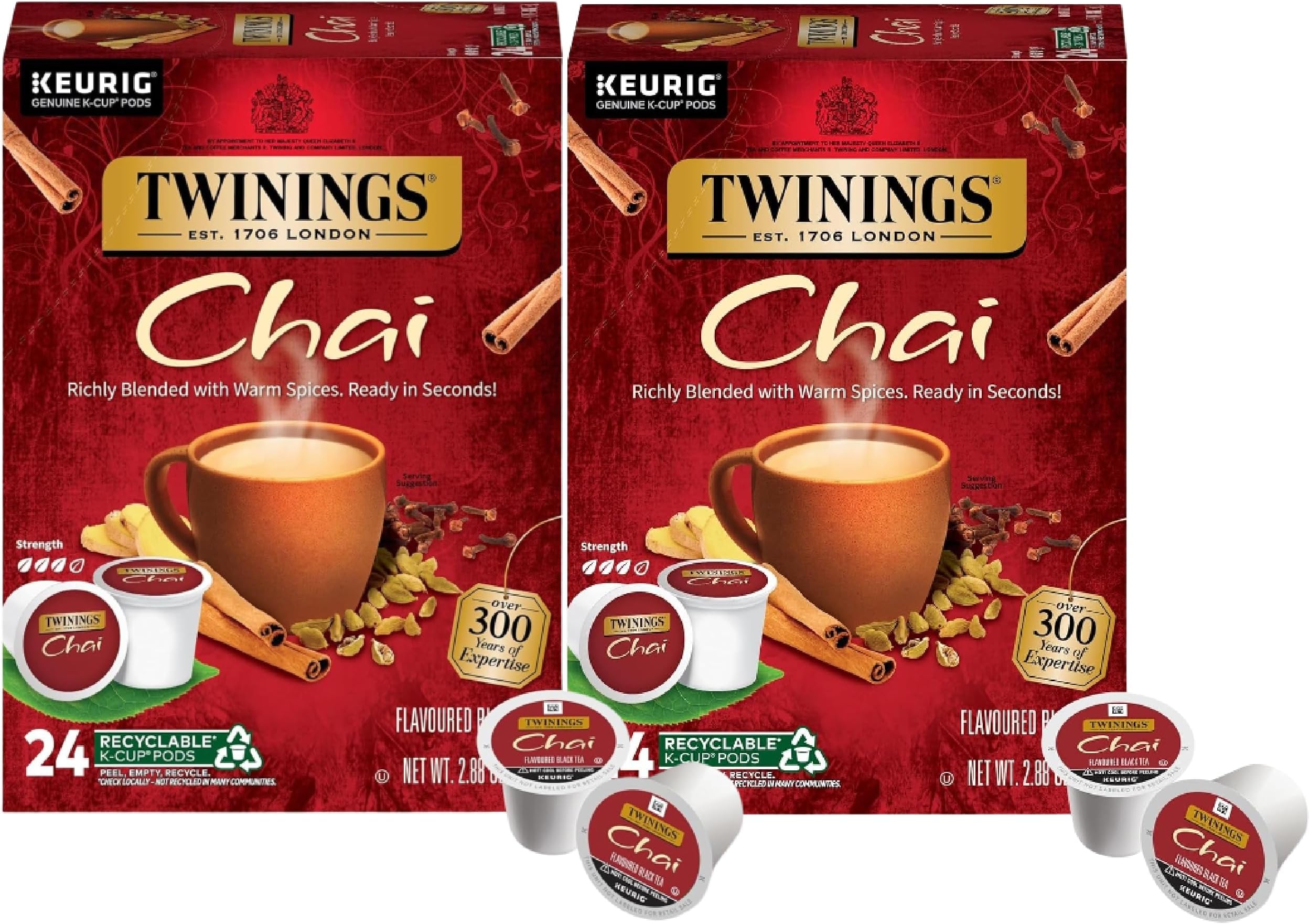 Amazon.com : Twinings Chai Black Tea K-Cup Pods for Keurig, 24 Count ...