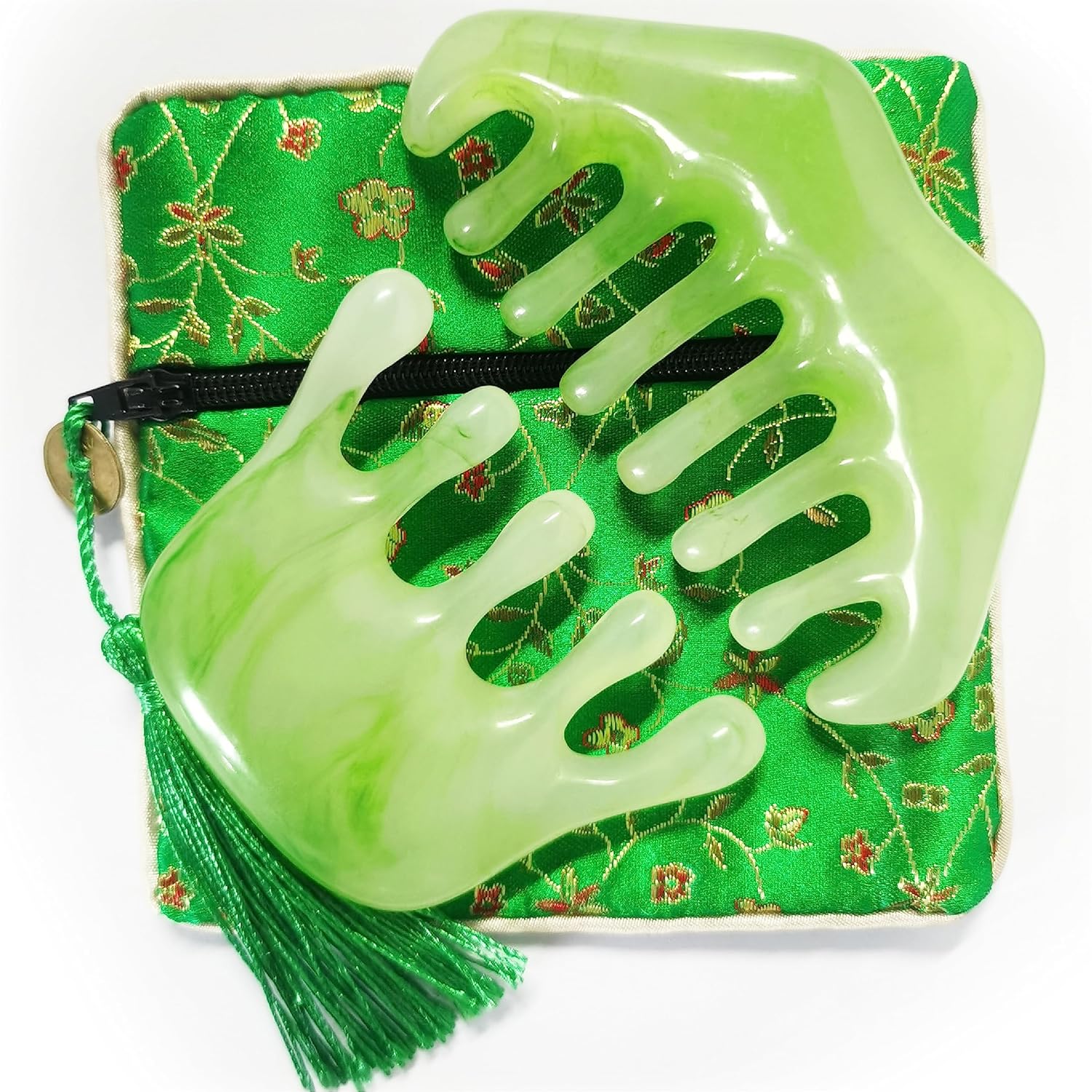 Amazon.com: Waakuum Massage Comb Jade Like Scalp Massager Comb, Gua Sha ...