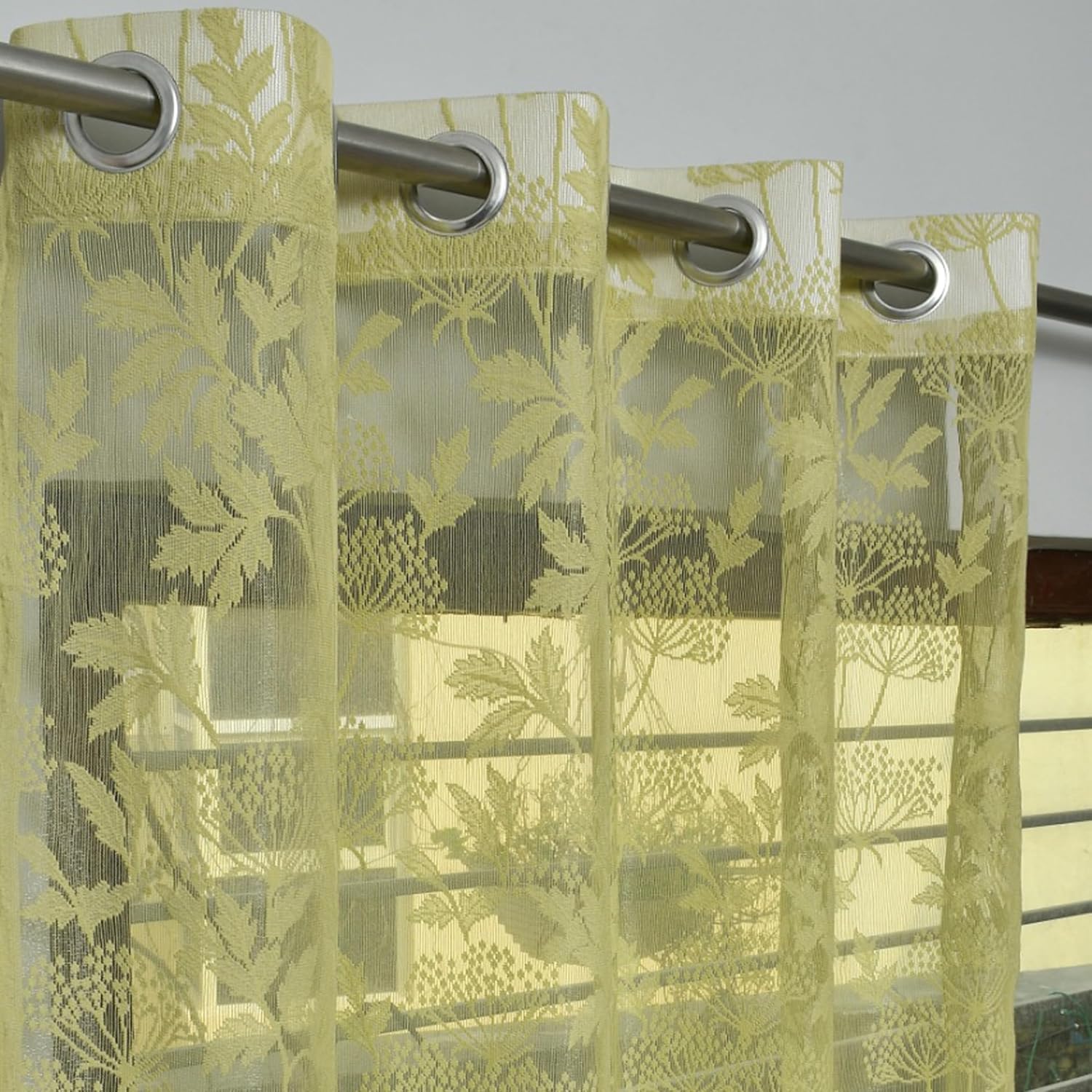 Buy DECOROLOGY Heavy Net Grommet Door Curtains 7Ft Set Of 2 | Linen ...