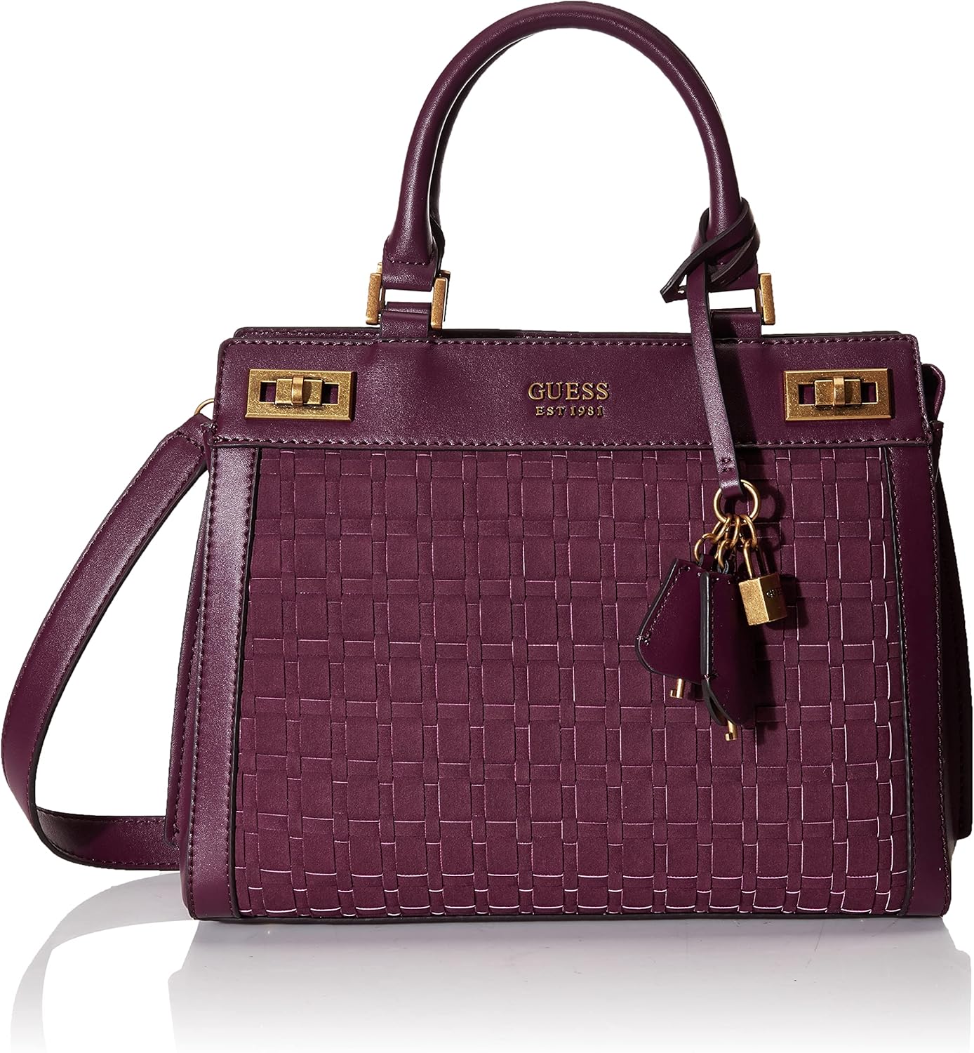 BOLSA GUESS KATEY LUXURY SATCHEL EN COLOR ROJO VINO : Amazon.com.mx ...