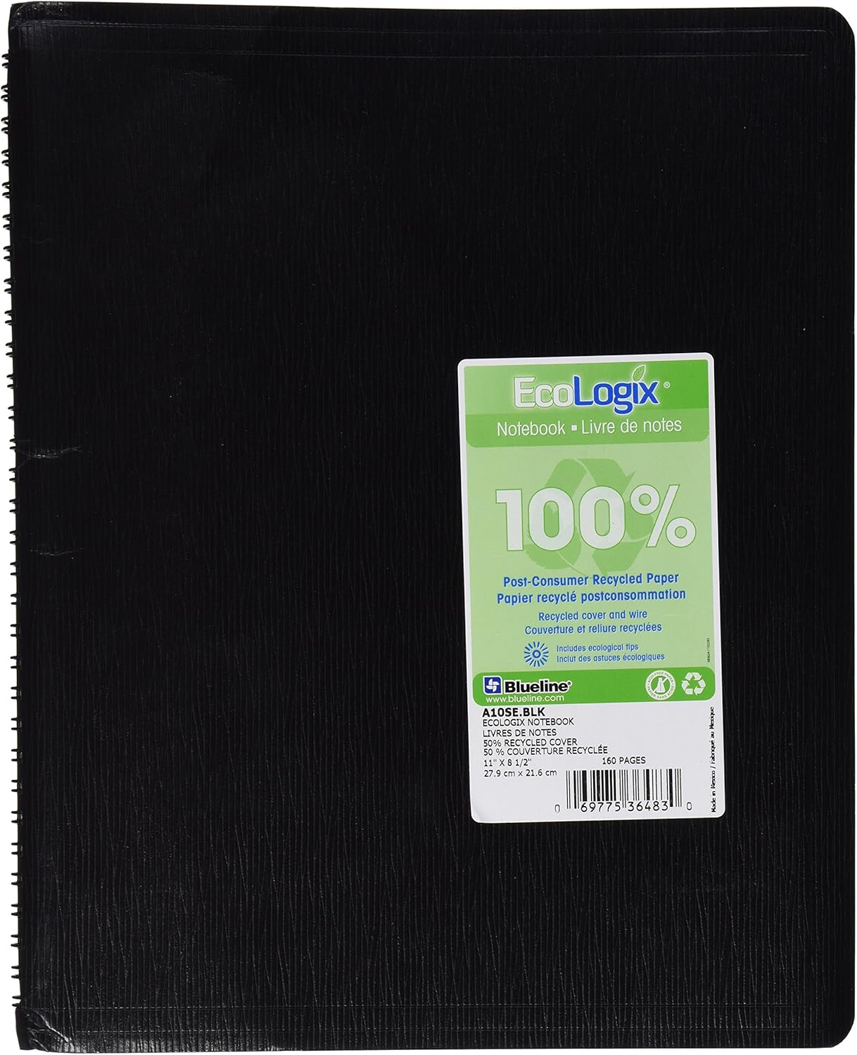 Blueline EcoLogix Wirebound Notebook 11x8.5-Inch 160 Pages, Black ...