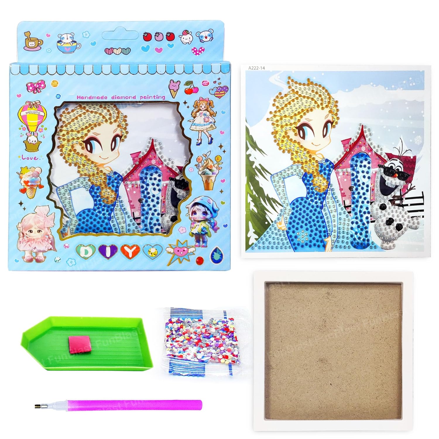 FunBlast Diamond Painting Kit for Kids with Frame & Tools - Princess ...