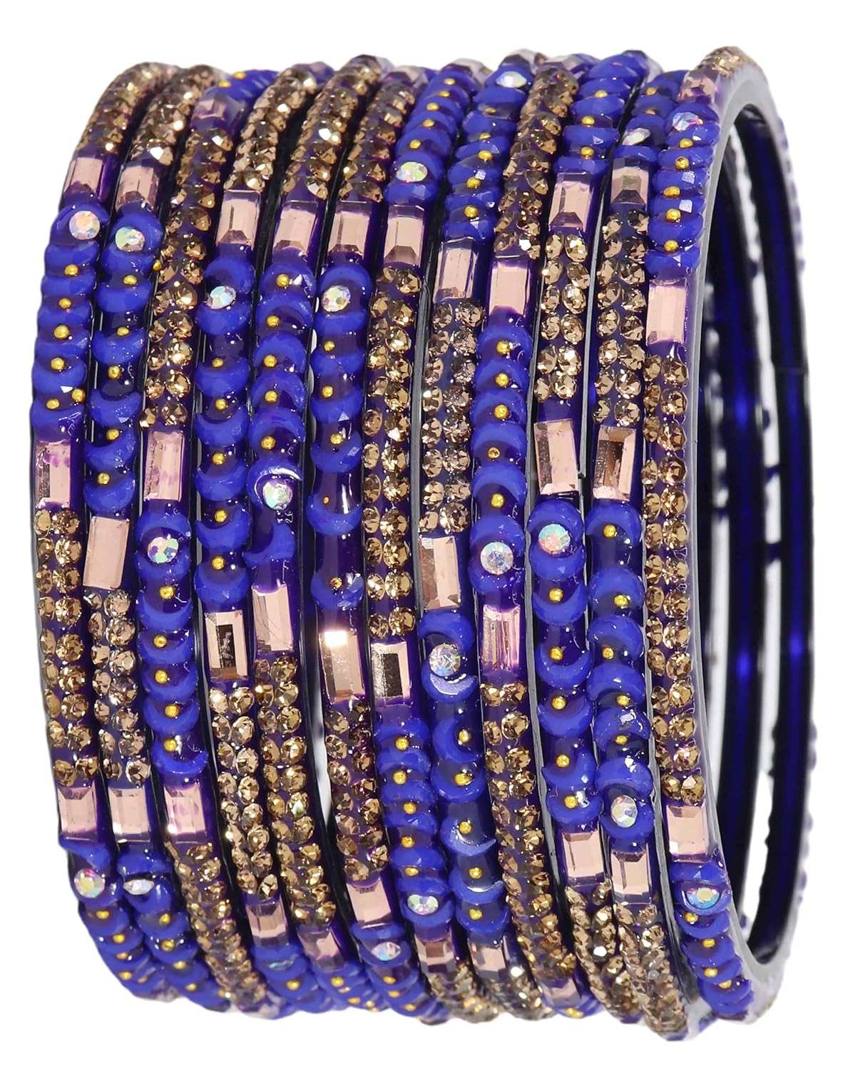 Buy LAVAZZA Premium Glass Bangles Set with Golden Diamond Stone, Beads ...