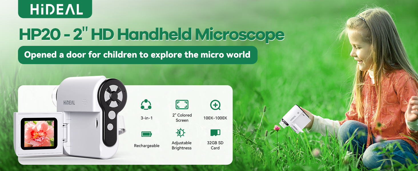 Kids Microscope Handheld Hideal HP20 3-in-1 Kids Microscope - Portable ...
