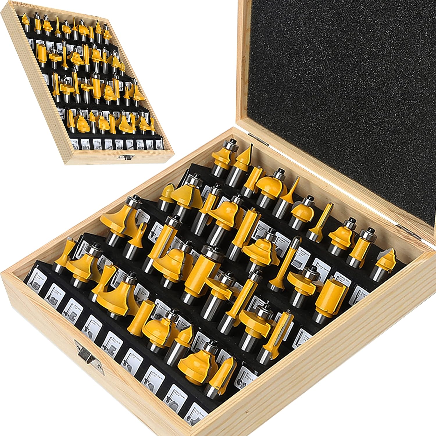 LEATBUY 1/2 Router Bit Set for Wood 37 PCS, Tongue Groove Router Bits ...