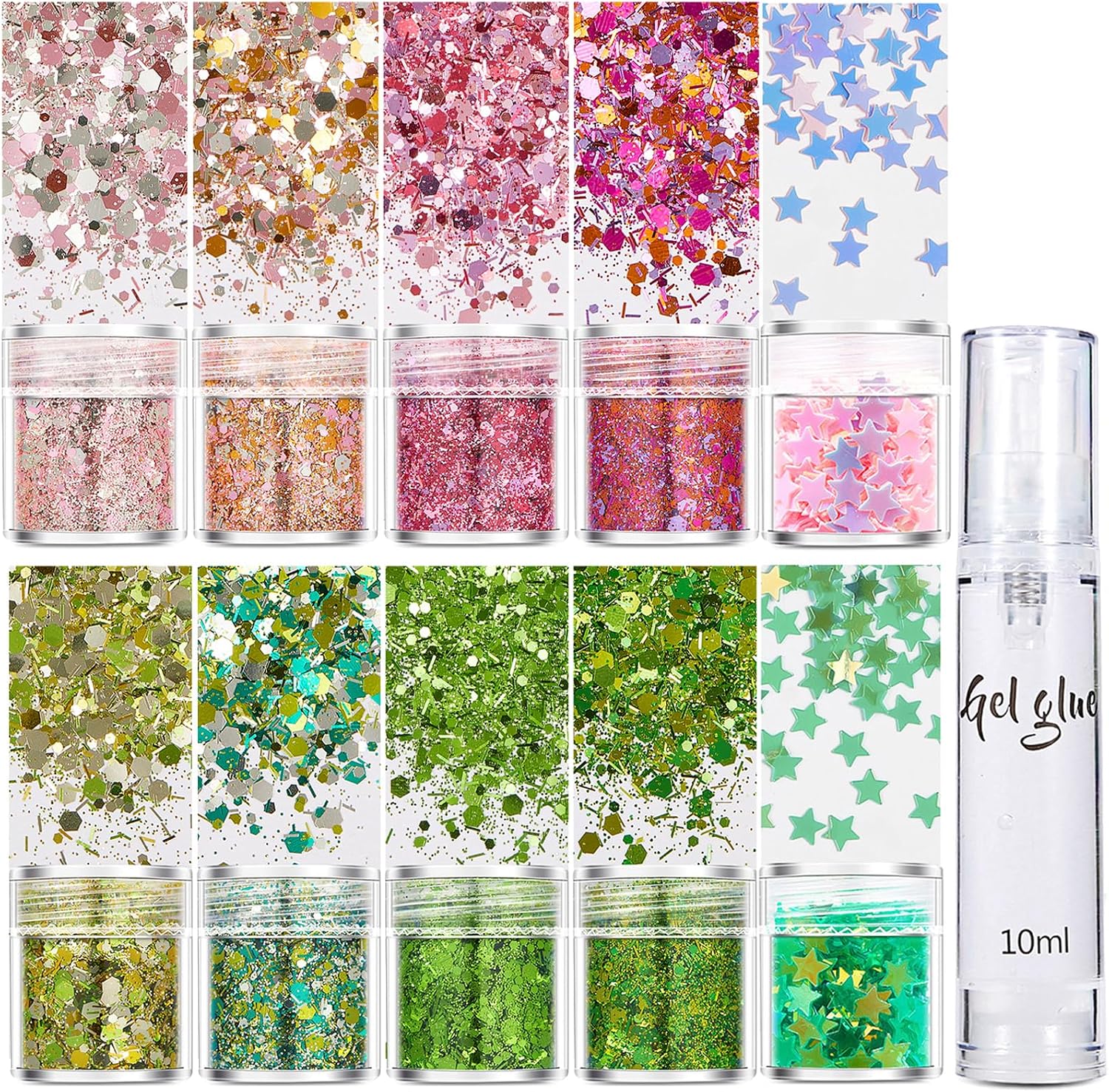Amazon.com: Chunky Holographic Body Glitter with Glue, 10Pcs Powder ...
