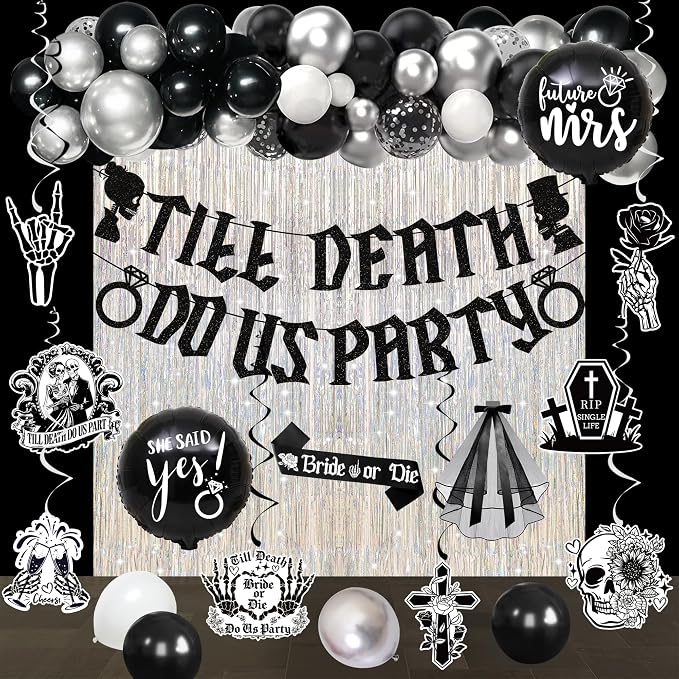 Amazon.com: Till Death Do Us Party Bachelorette Decorations - Skeleton ...
