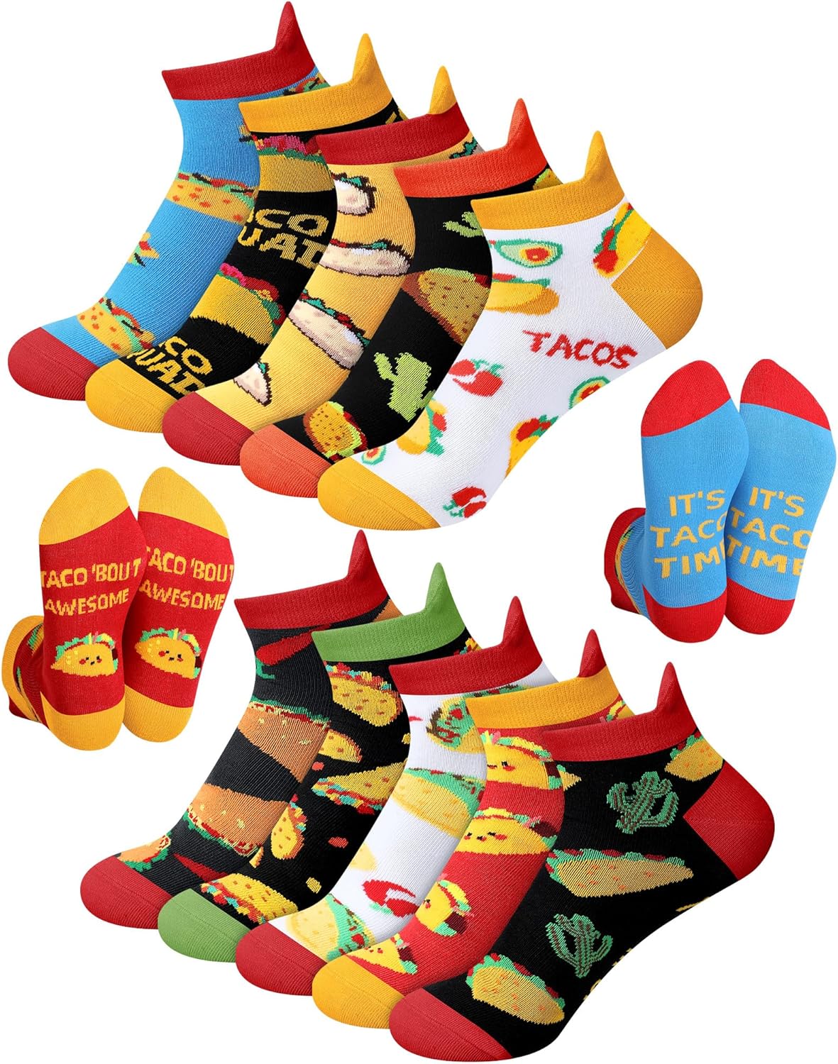 Amazon.com: Halfchet 10 Pairs Funny Mexican Taco Socks Taco Lover Gifts ...