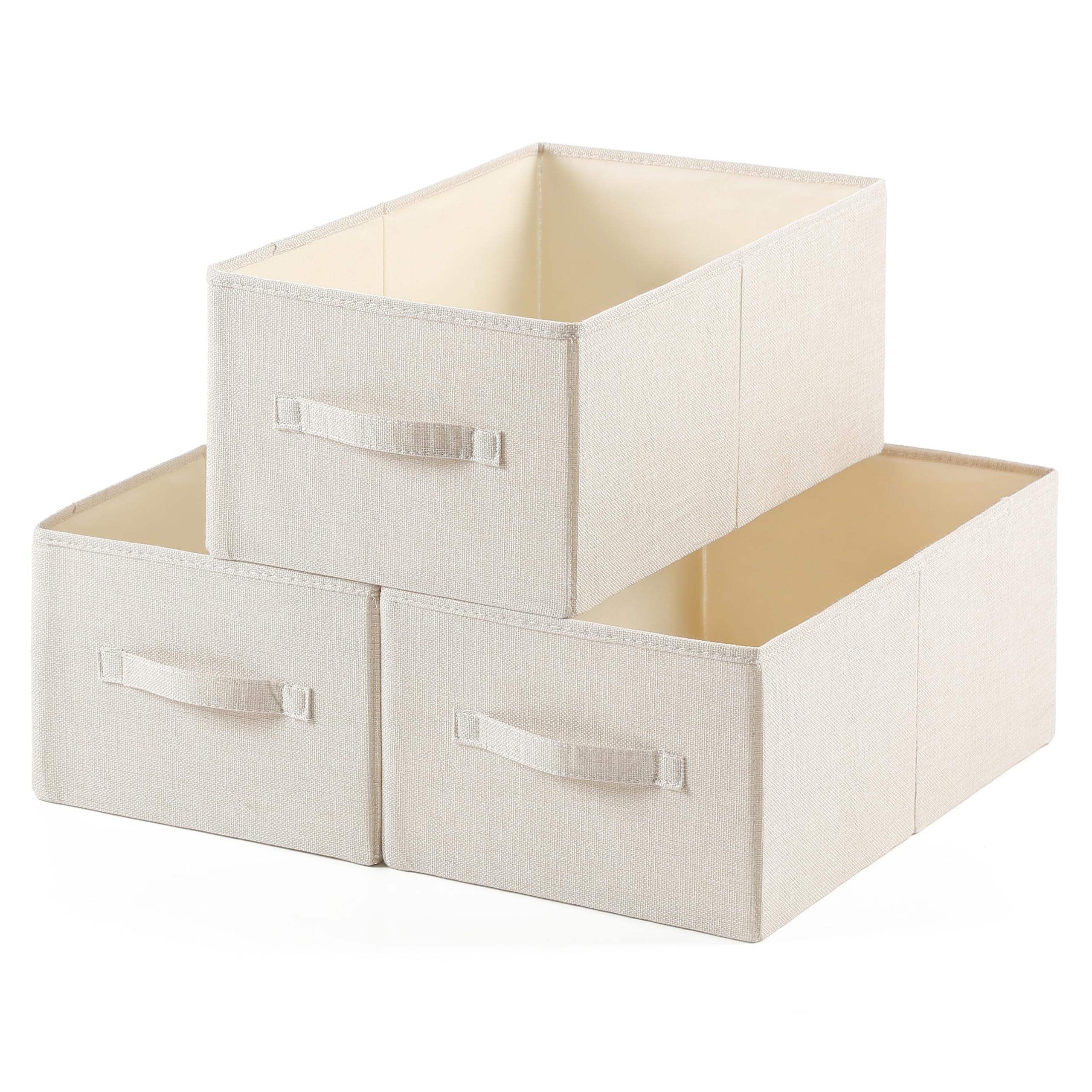 Amazon.com: Linen Folding Storage Bins, 3 Pack Large Storage Baskets ...
