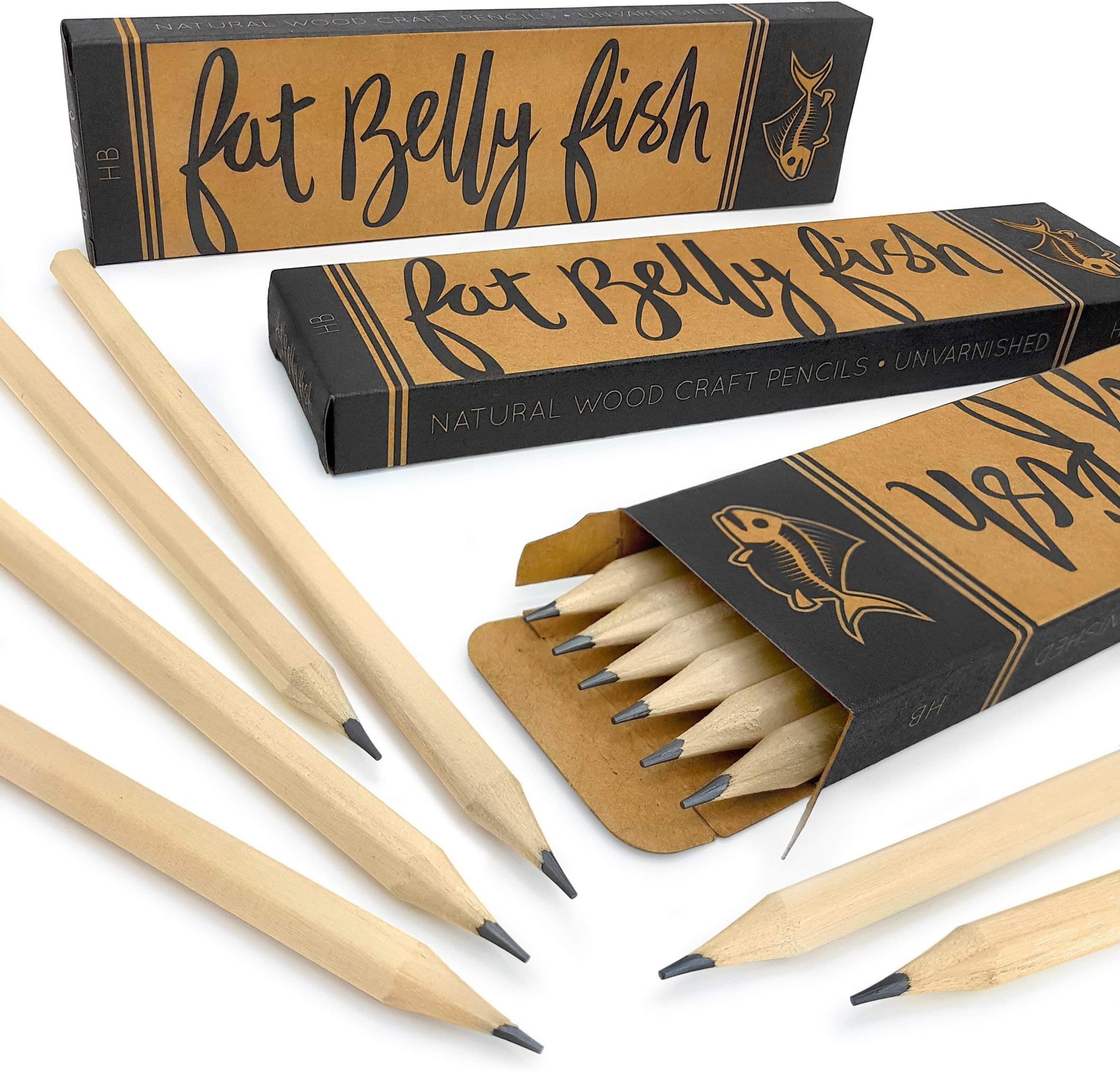 Amazon.com : Fat Belly Fish - Natural Wood Unvarnished Craft Pencils ...