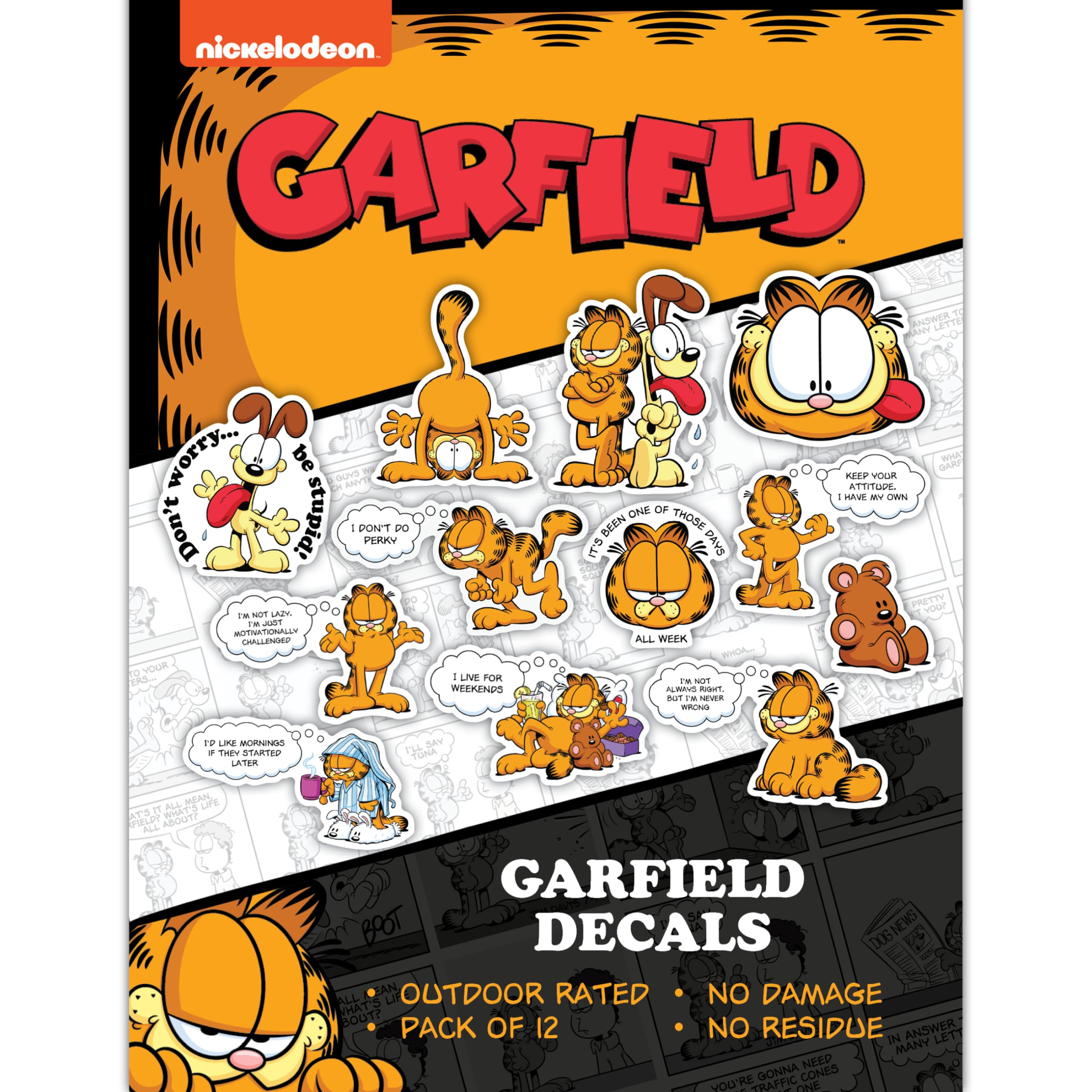 Amazon.com - Garfield Odie & Pooky Decals - Set of 12 Garfield Vinyl ...