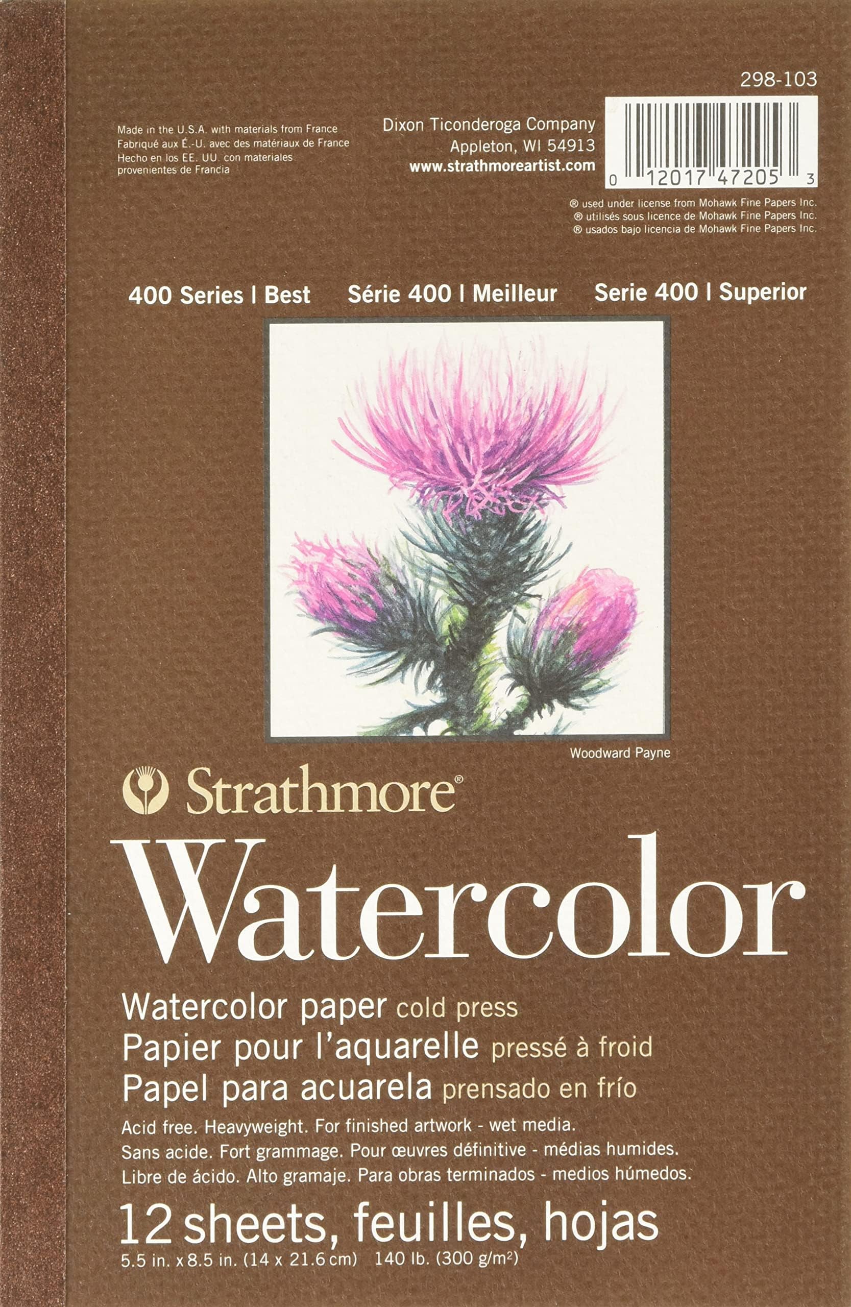 Strathmore 298103 Cold Press 140-Pound 12-Sheet Strathmore Watercolor ...