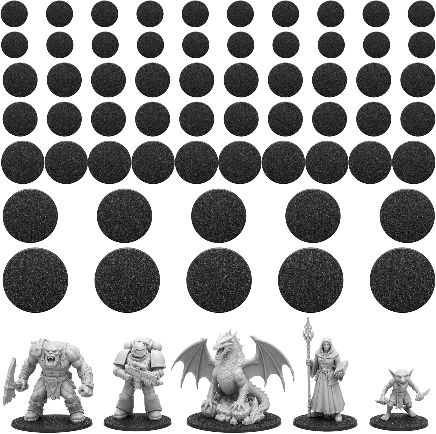 Amazon.com: Warmtree 60 Pcs Miniature Bases, Black Resin Round Bases 5 ...