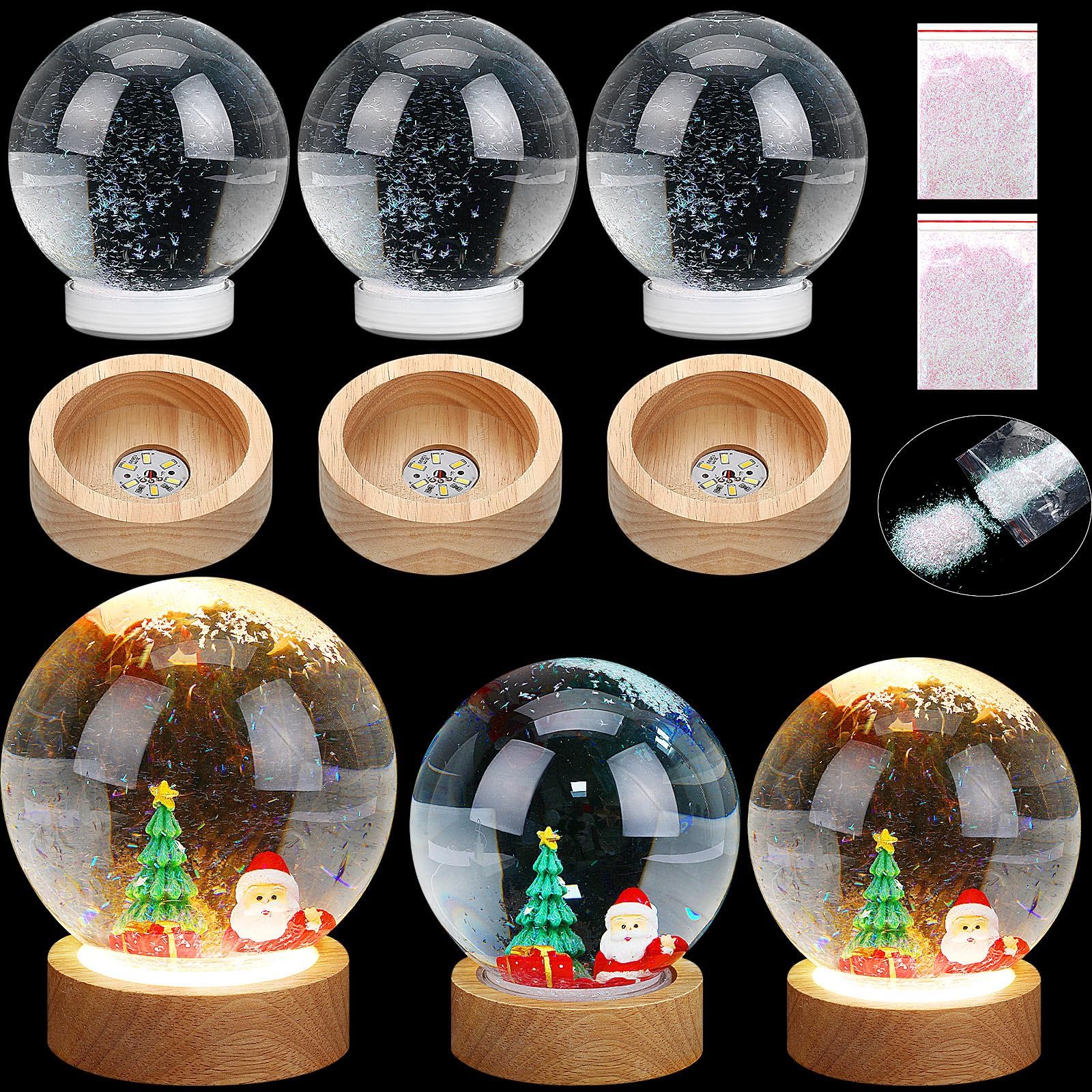 Amazon.com: 8 Pcs Christmas DIY Snow Globes Water Globe with LED Light ...
