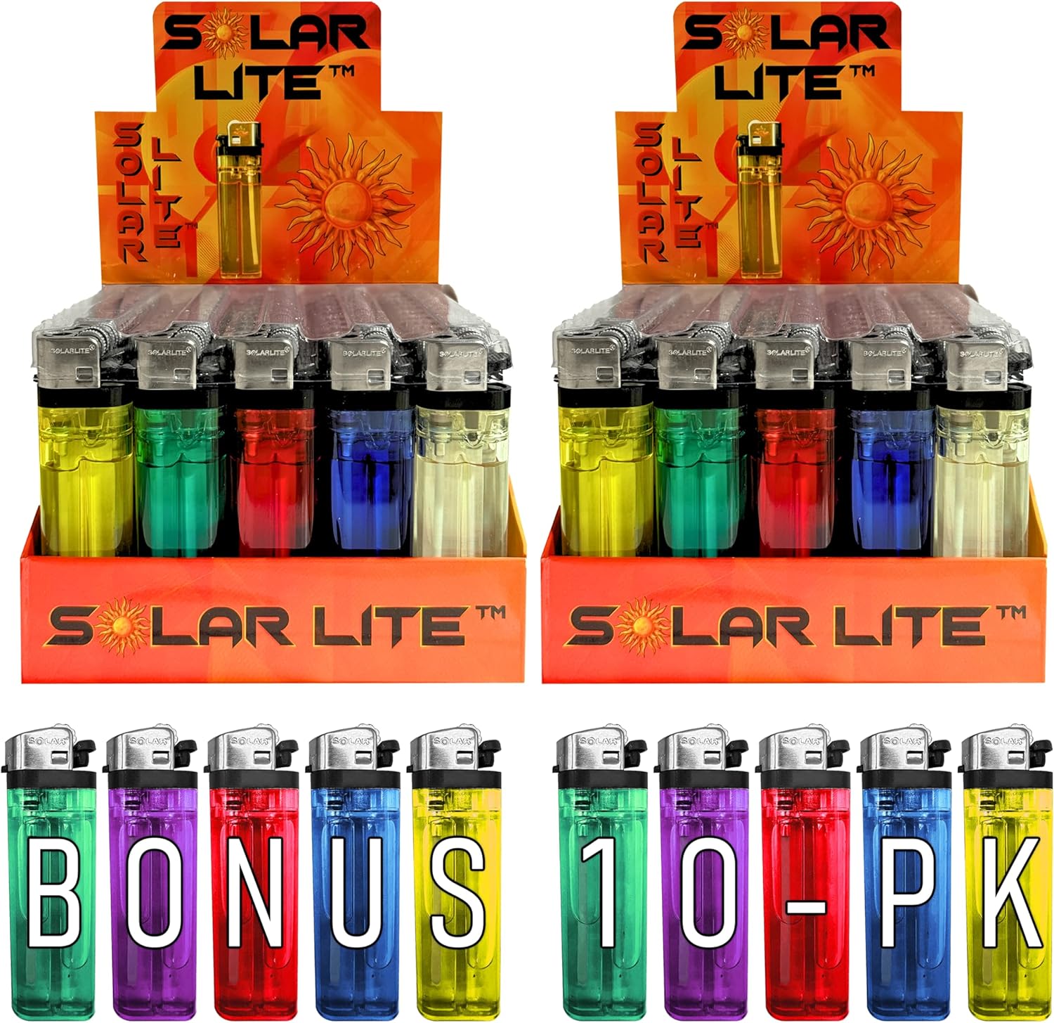 Amazon.com: Disposable Lighters (Pack of 100) | Solar Lite® - Bonus ...