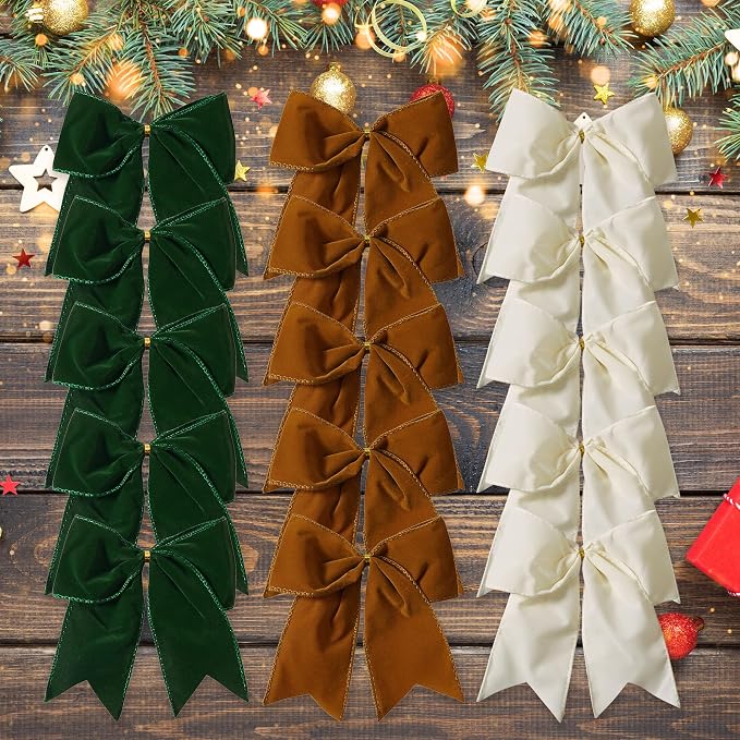 Amazon.com: Ohapishop 15 Pcs Velvet Bows for Christmas Tree - 6 Inch ...